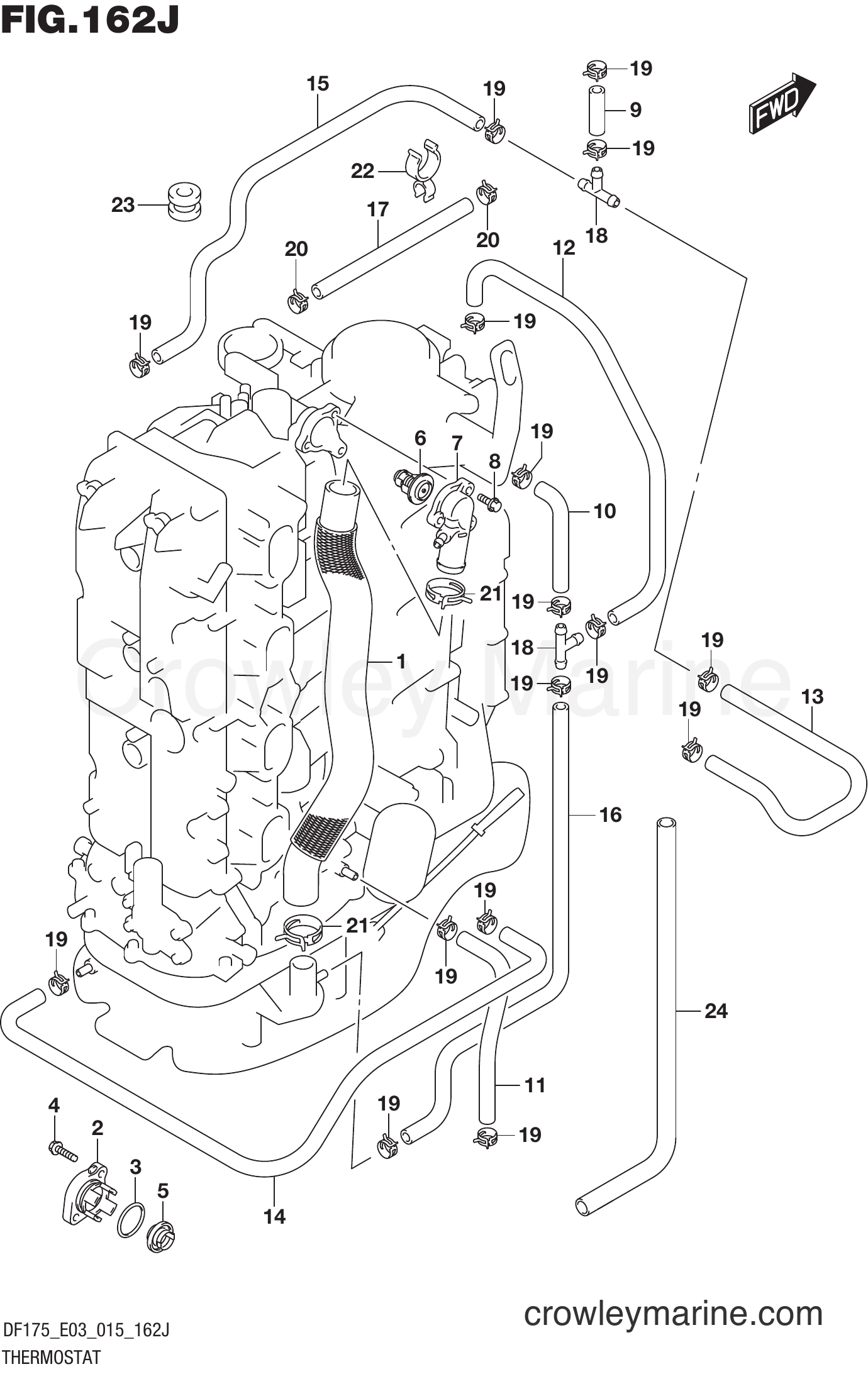 THERMOSTAT (DF150ST E03) - Serial Range Four-Stroke Outboard 150 DF150 51001~ | Crowley Marine