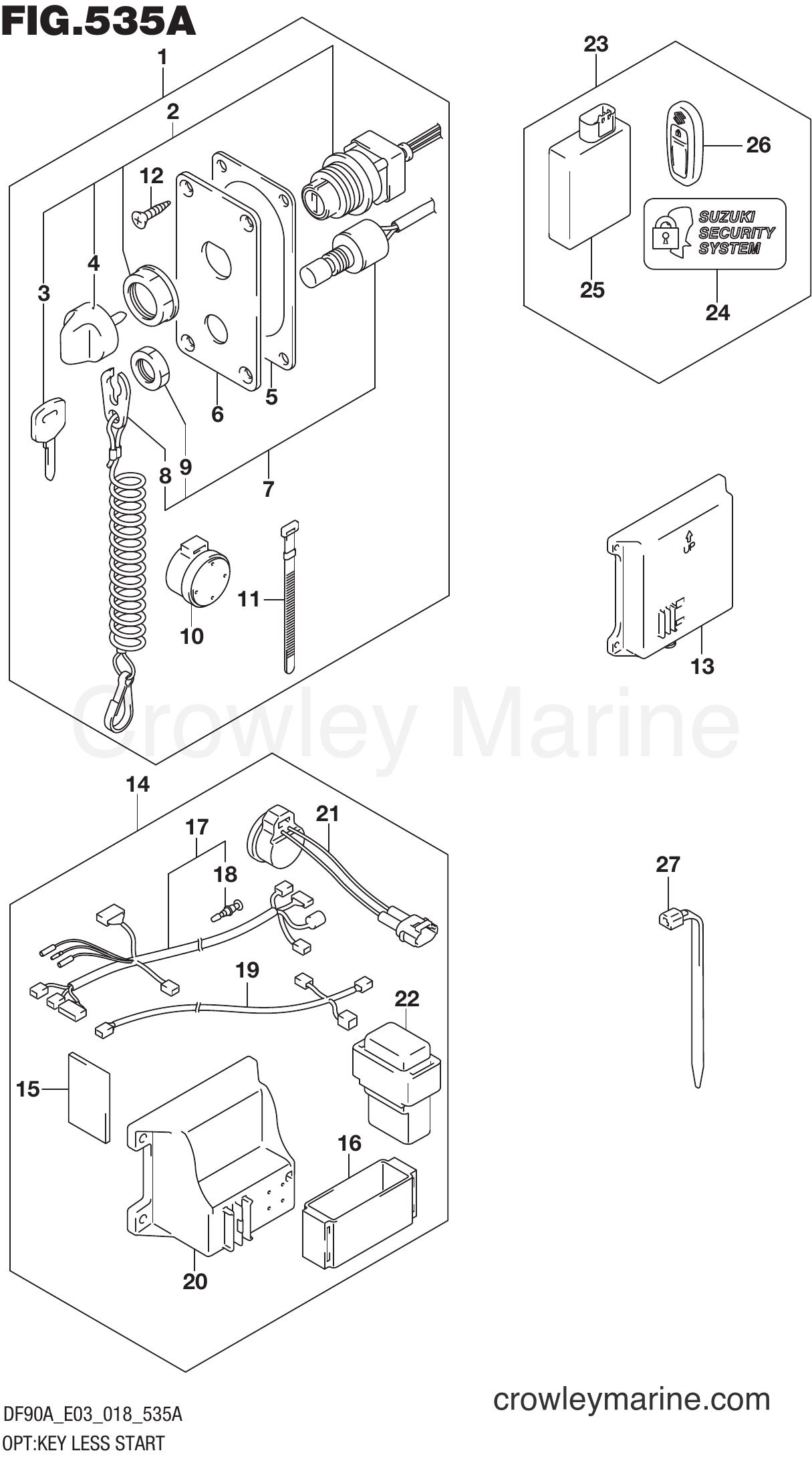 OPT:KEY LESS START - Serial Range Four-Stroke Outboard 70 DF70A 810001 ...