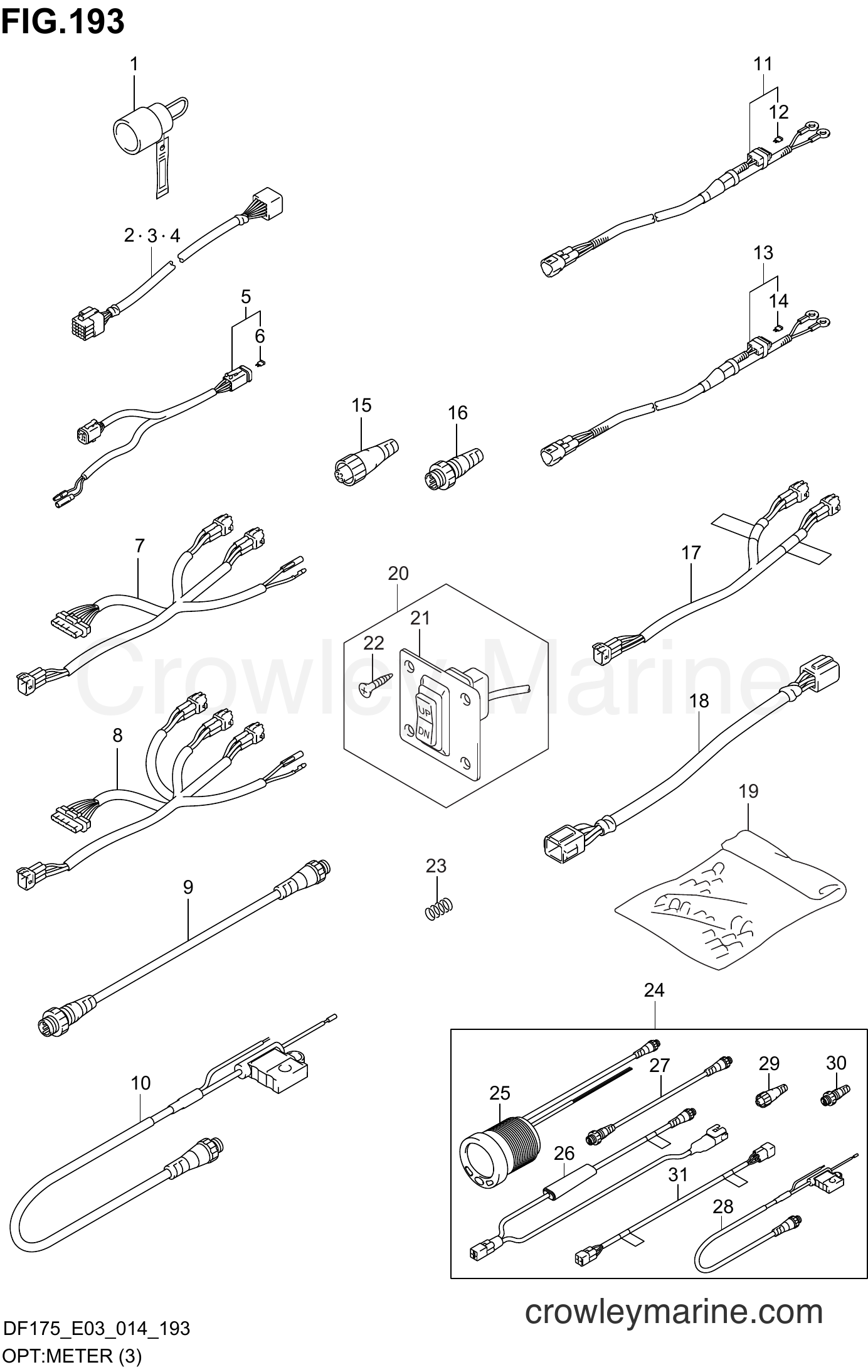 OPT:METER (3) (DF150TG E03) - Serial Range Four-Stroke Outboard 150 DF150 41001~ | Crowley Marine