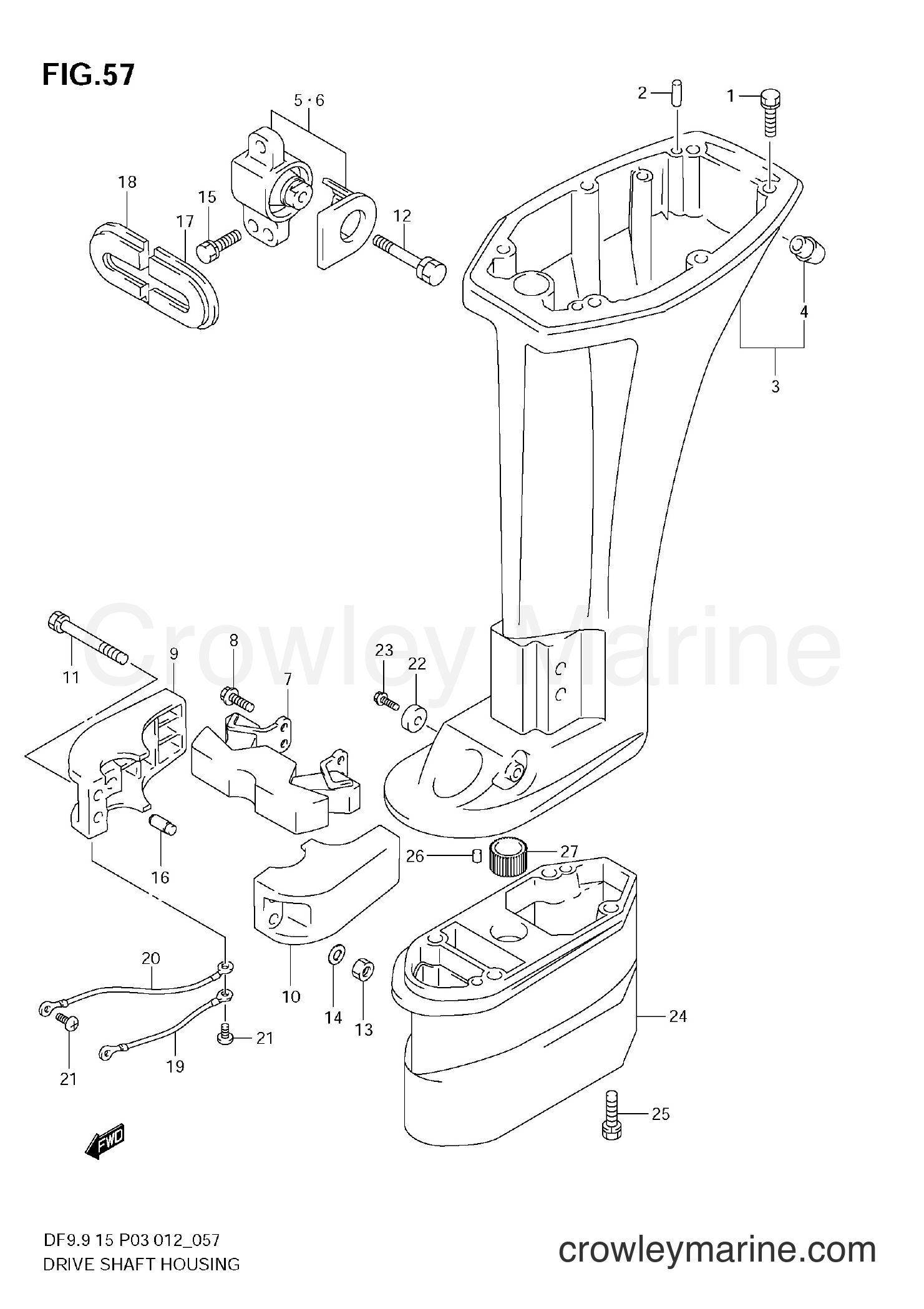 DRIVE SHAFT HOUSING (DF9,9TH) - Serial Range Four-Stroke Outboard 15 ...