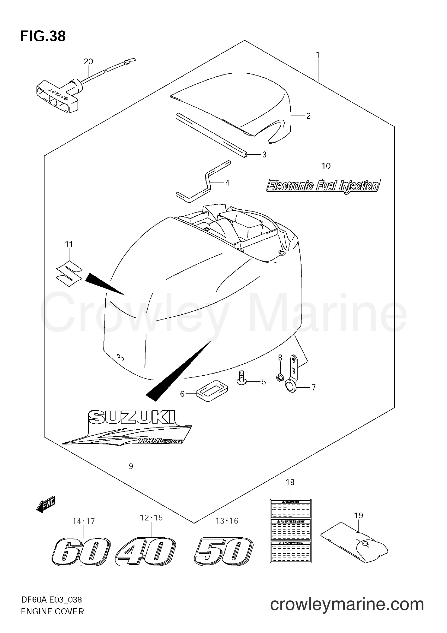ENGINE COVER - 2010 Four-Stroke Outboard 40 DF40A | Crowley Marine