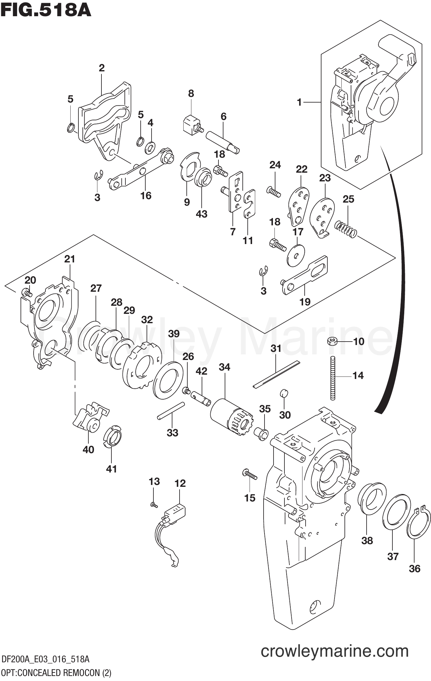 OPT:CONCEALED REMOCON (2) - Serial Range Four-Stroke Outboard 200 ...