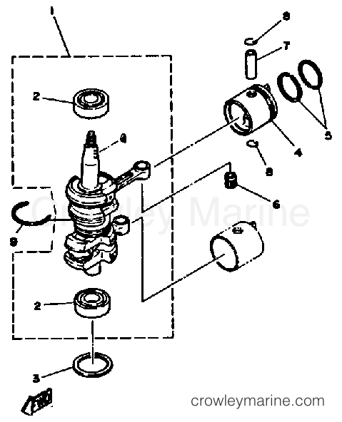CRANK PISTON - 1986 Outboard 6hp 6LJ | Crowley Marine