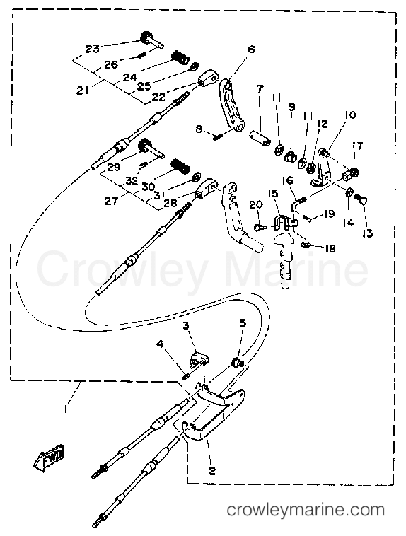 REMOTE CONTROL ATTACHMENT - 1988 Outboard 6hp 6SG | Crowley Marine
