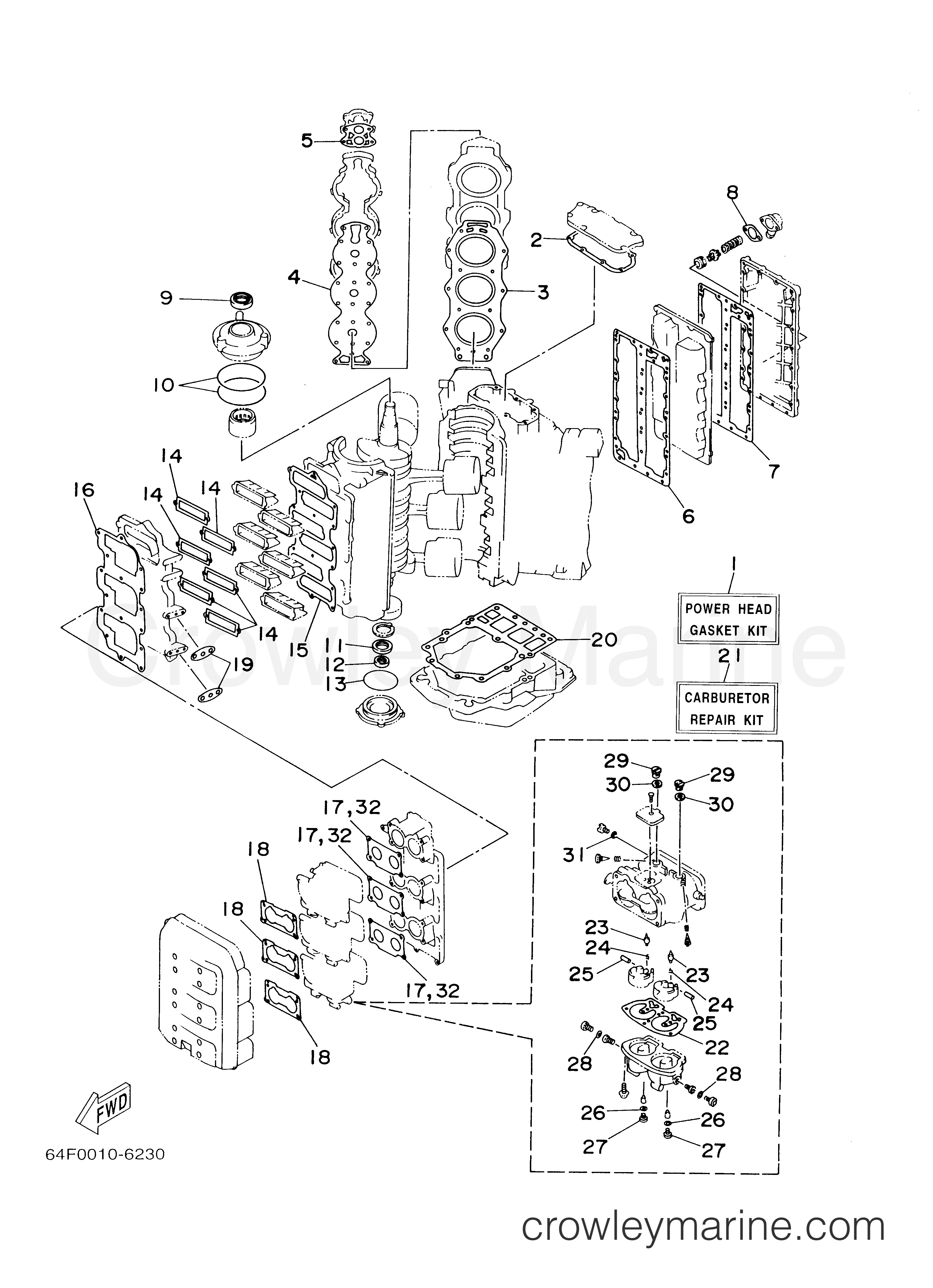 REPAIR KIT 1 - 2003 Outboard 150hp V150TLRB | Crowley Marine