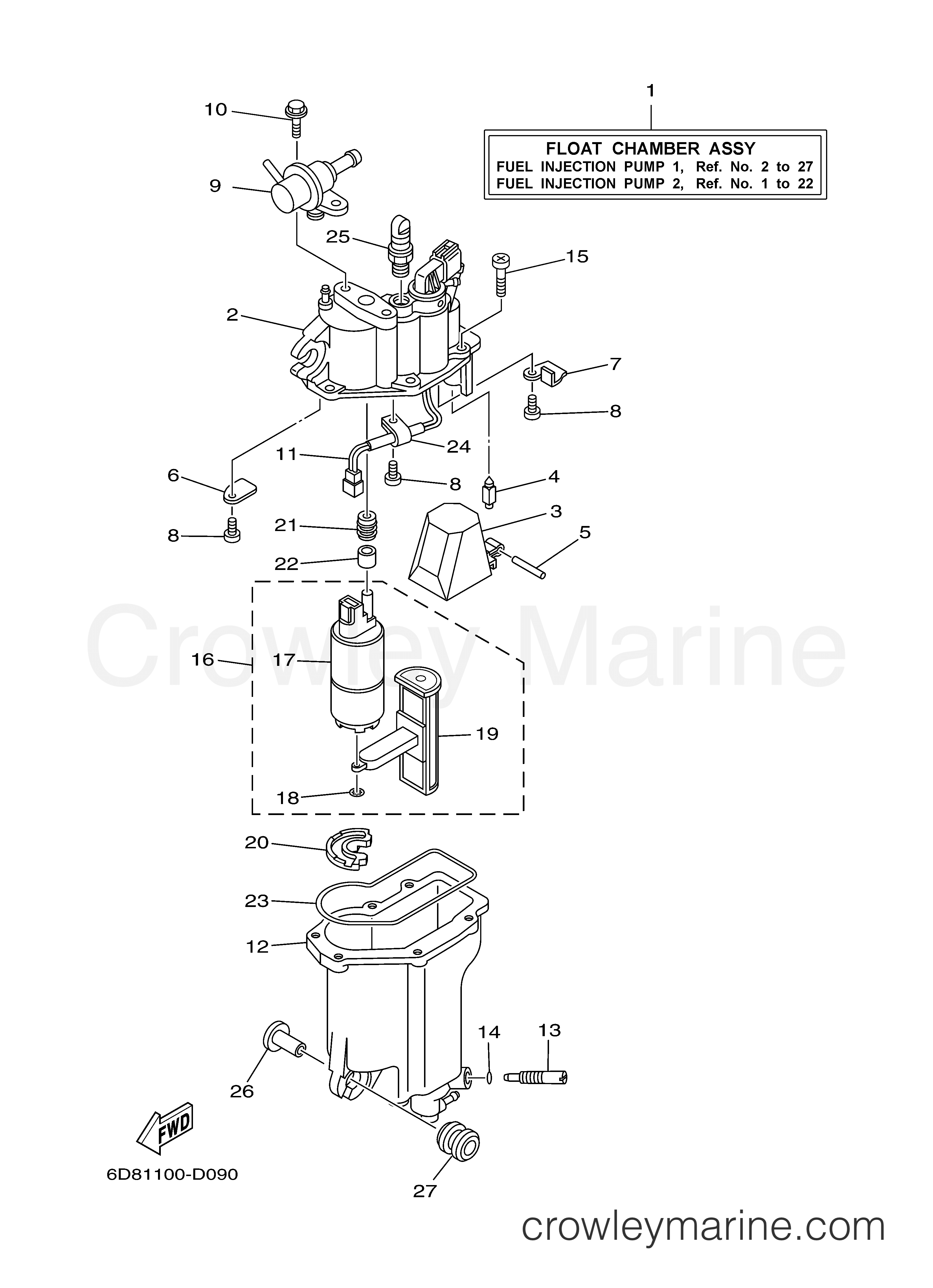 FUEL INJECTION PUMP 1 - 2009 Outboard 90hp F90TLR | Crowley Marine