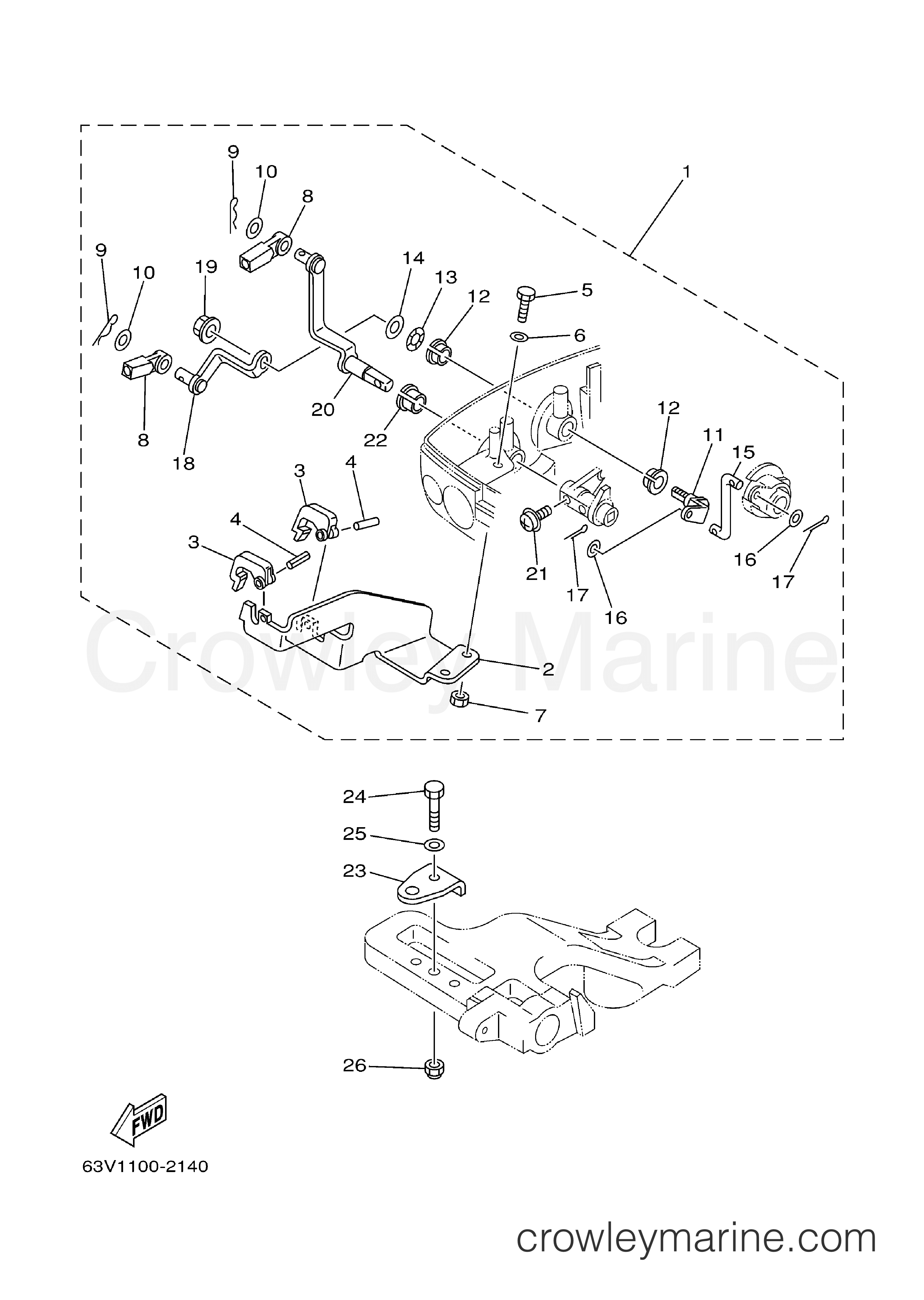 REMOTE CONTROL ATTACHMENT - 2004 Outboard 15hp 15MSHC | Crowley Marine