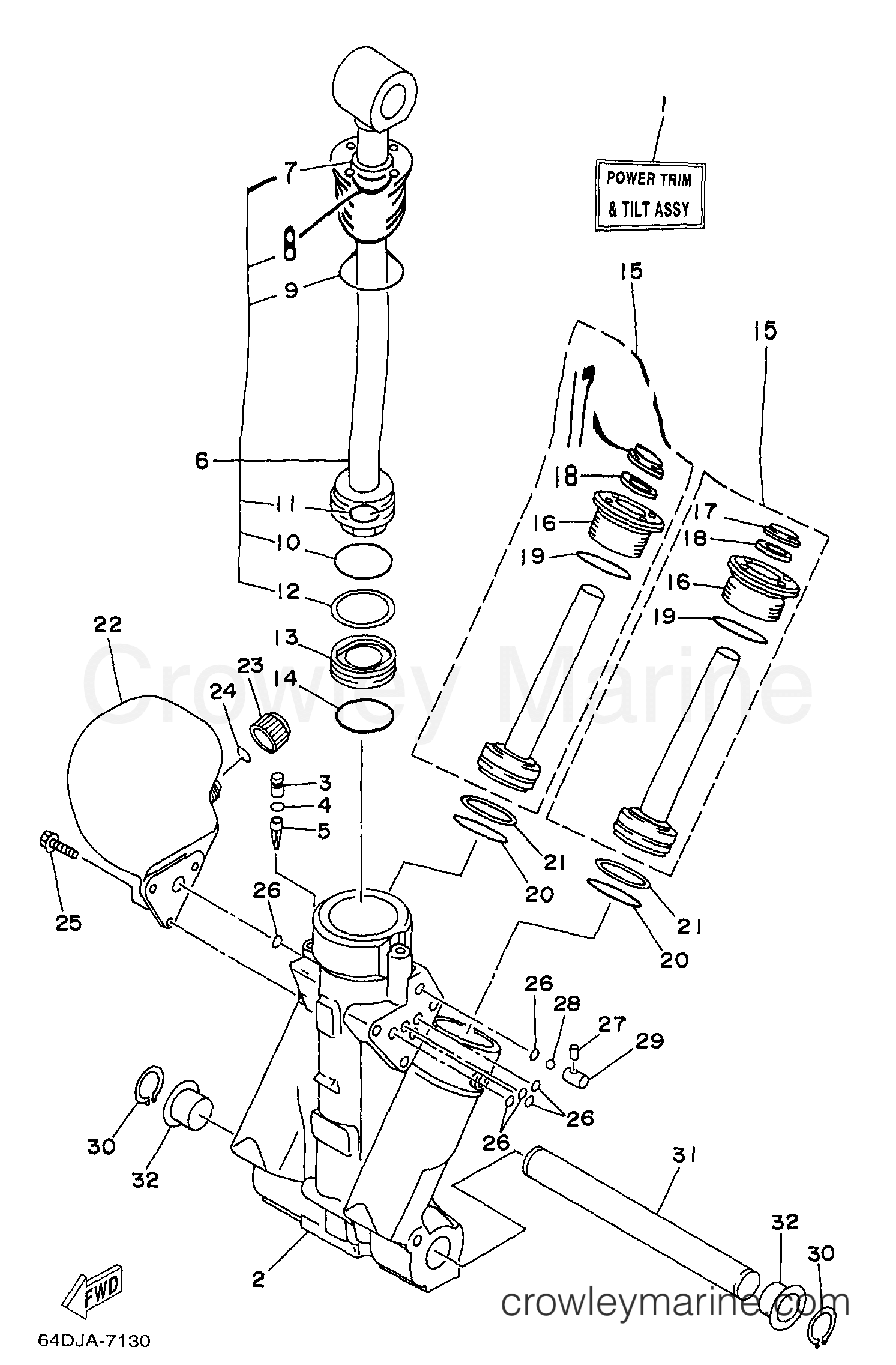POWER TRIM TILT ASSEMBLY 1 - 1999 Outboard 150hp P150TLRX | Crowley Marine