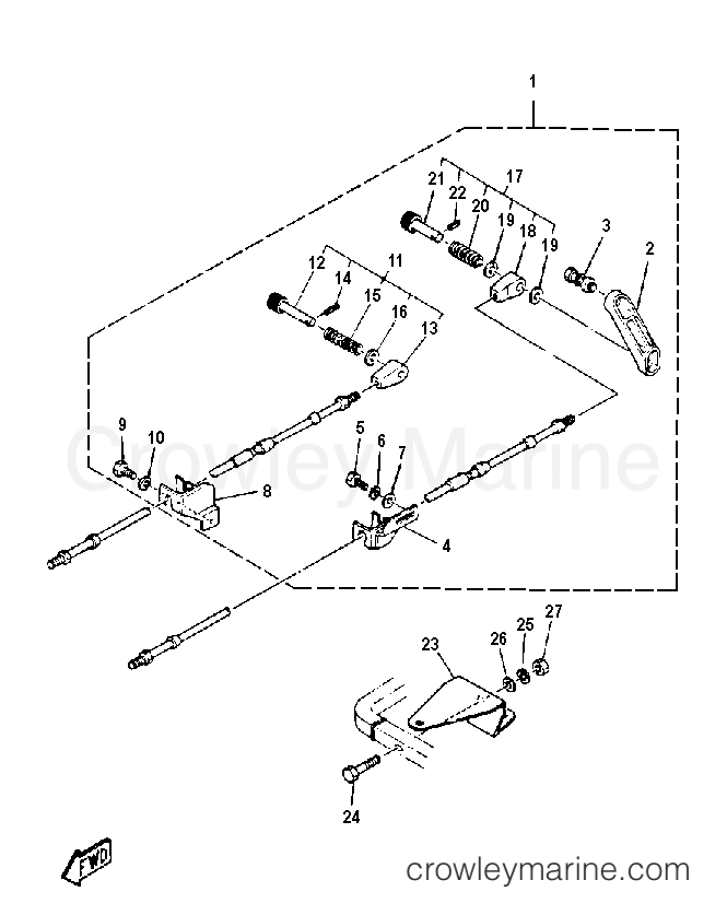 REMOTE CONTROL ATTACHMENT - 1990 Outboard 40hp CV40ELD | Crowley Marine
