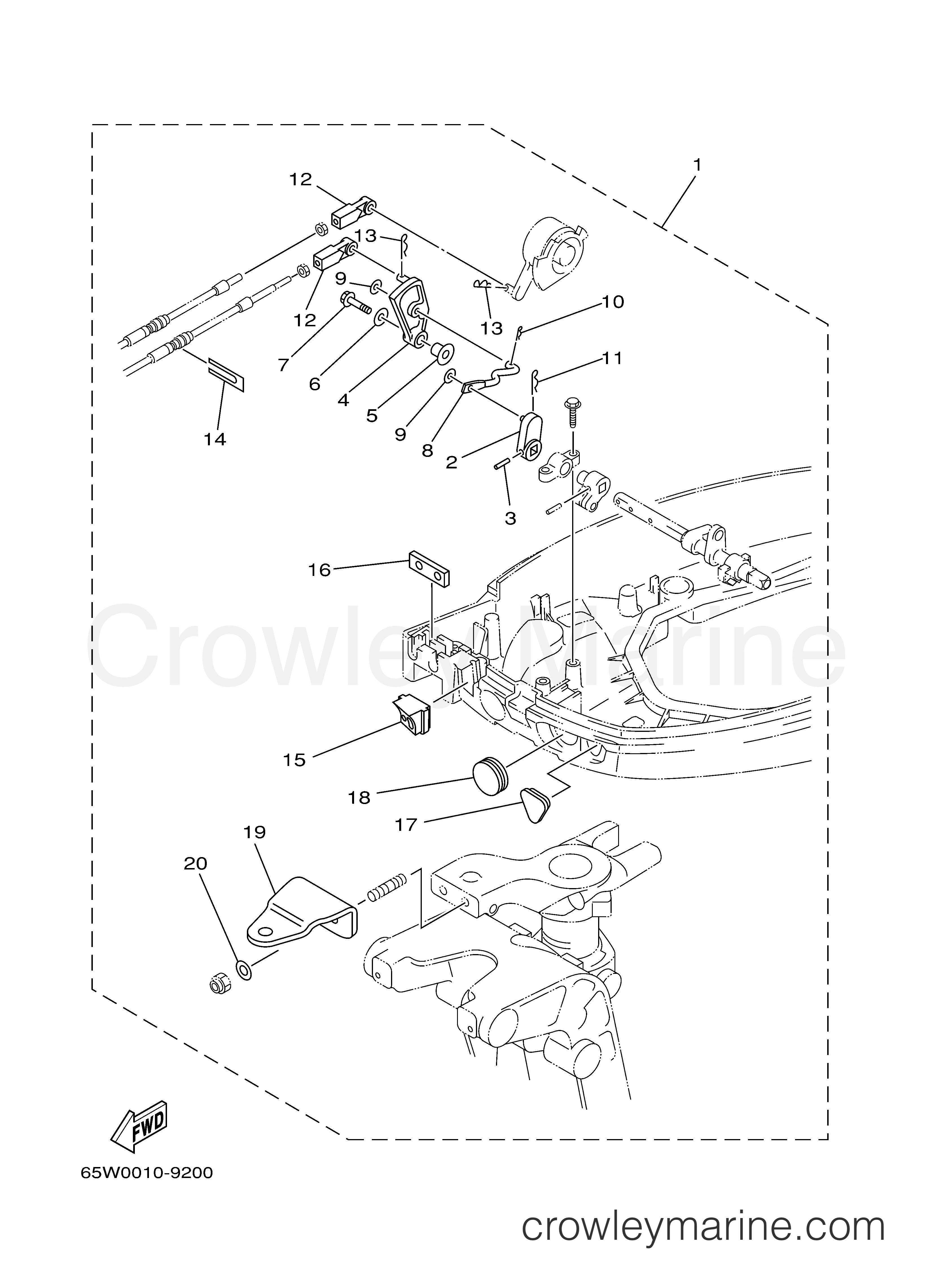 REMOTE CONTROL ATTACHMENT - 2004 Outboard 25hp F25MSHC | Crowley Marine
