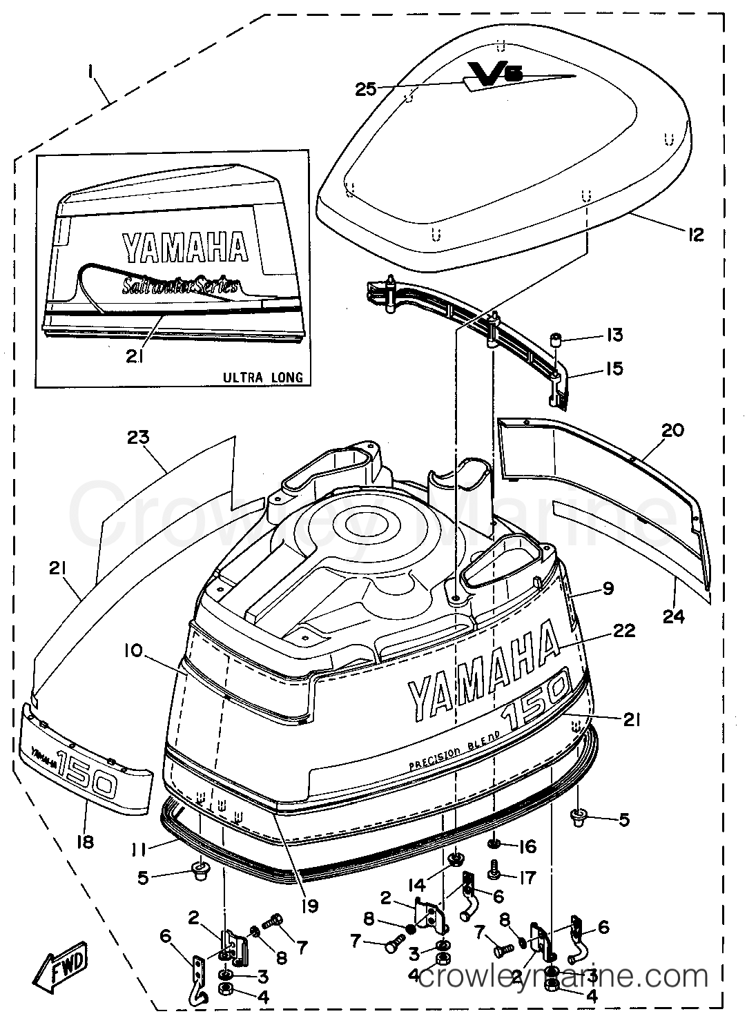 TOP COWLING - 1995 Outboard 150hp 150TXRT | Crowley Marine