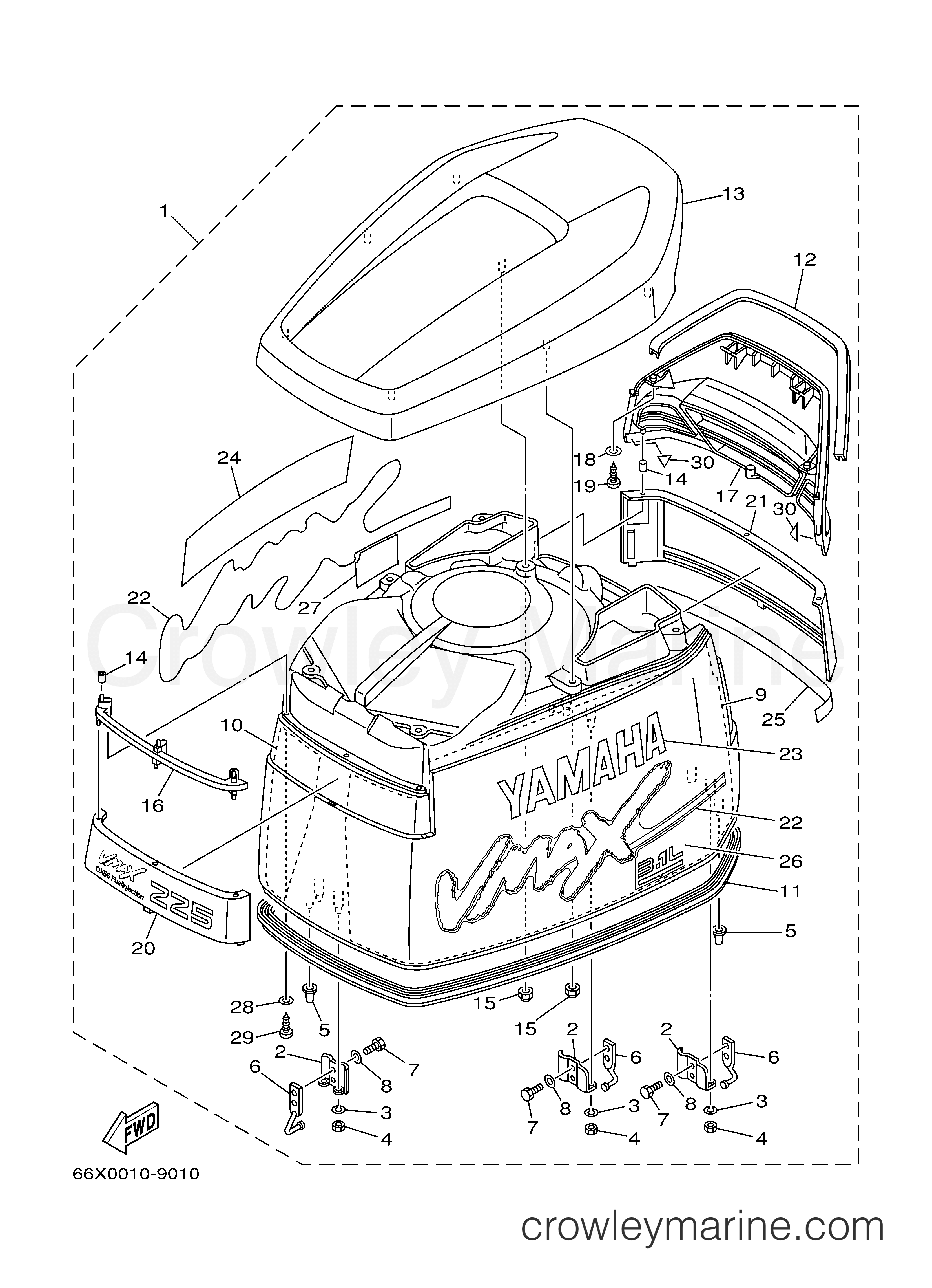 TOP COWLING - 2001 Outboard 200hp VX200TLRZ | Crowley Marine
