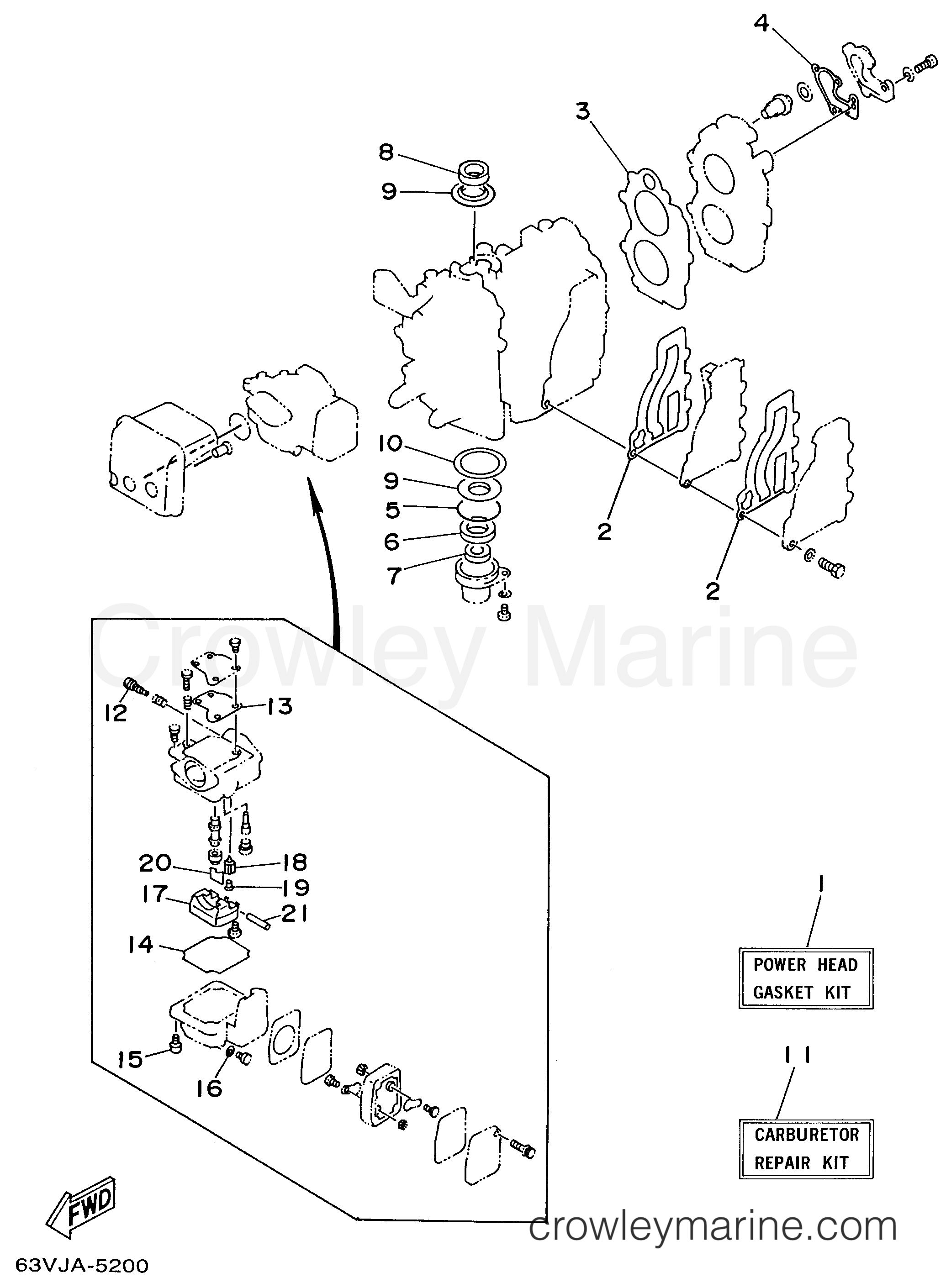 REPAIR KIT 1 - 1996 Outboard 15hp 15MSHU | Crowley Marine