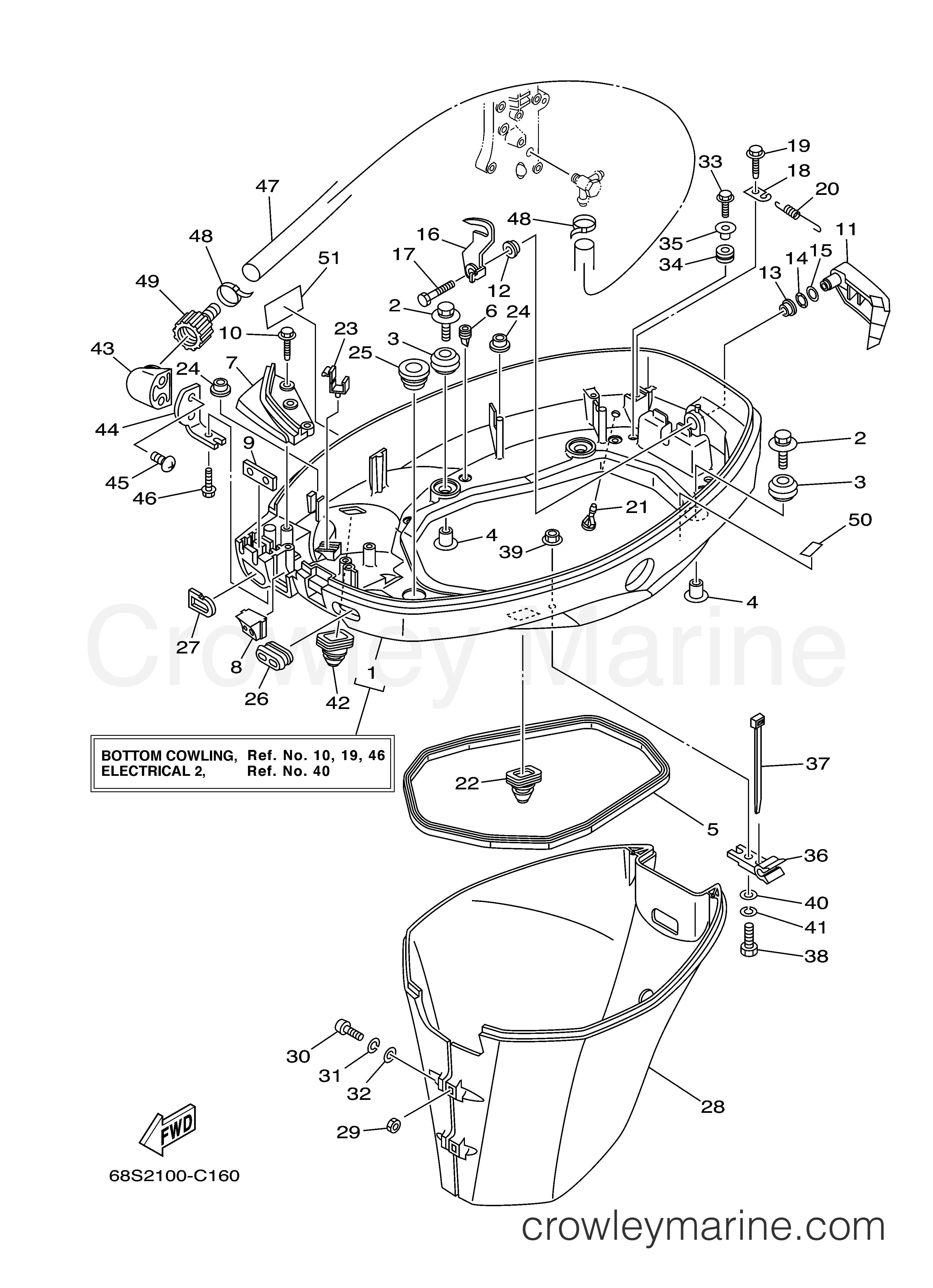 BOTTOM COWLING - 2004 Outboard 60hp F60TLRC | Crowley Marine