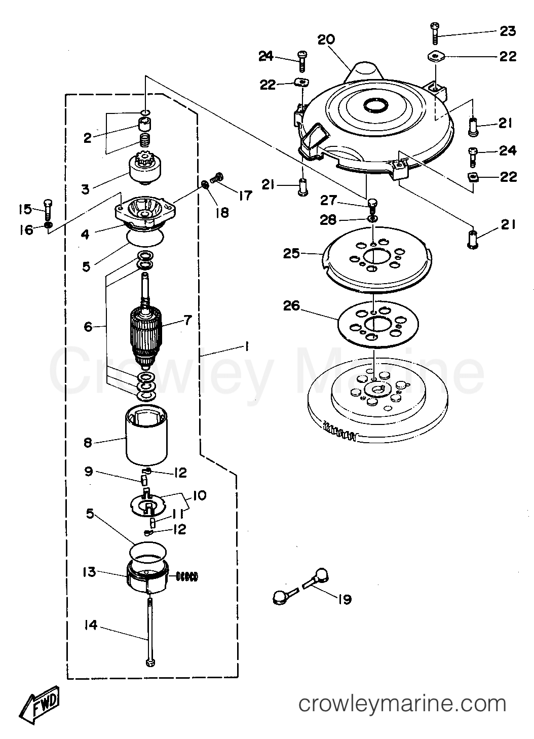 STARTING MOTOR (40ER 40PR 40TR) - 1994 Outboard 40hp 40MSHS | Crowley ...