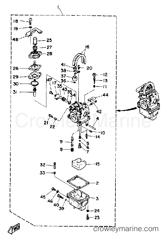 CARBURETOR - 1989 Outboard 9.9hp F9.9LF | Crowley Marine