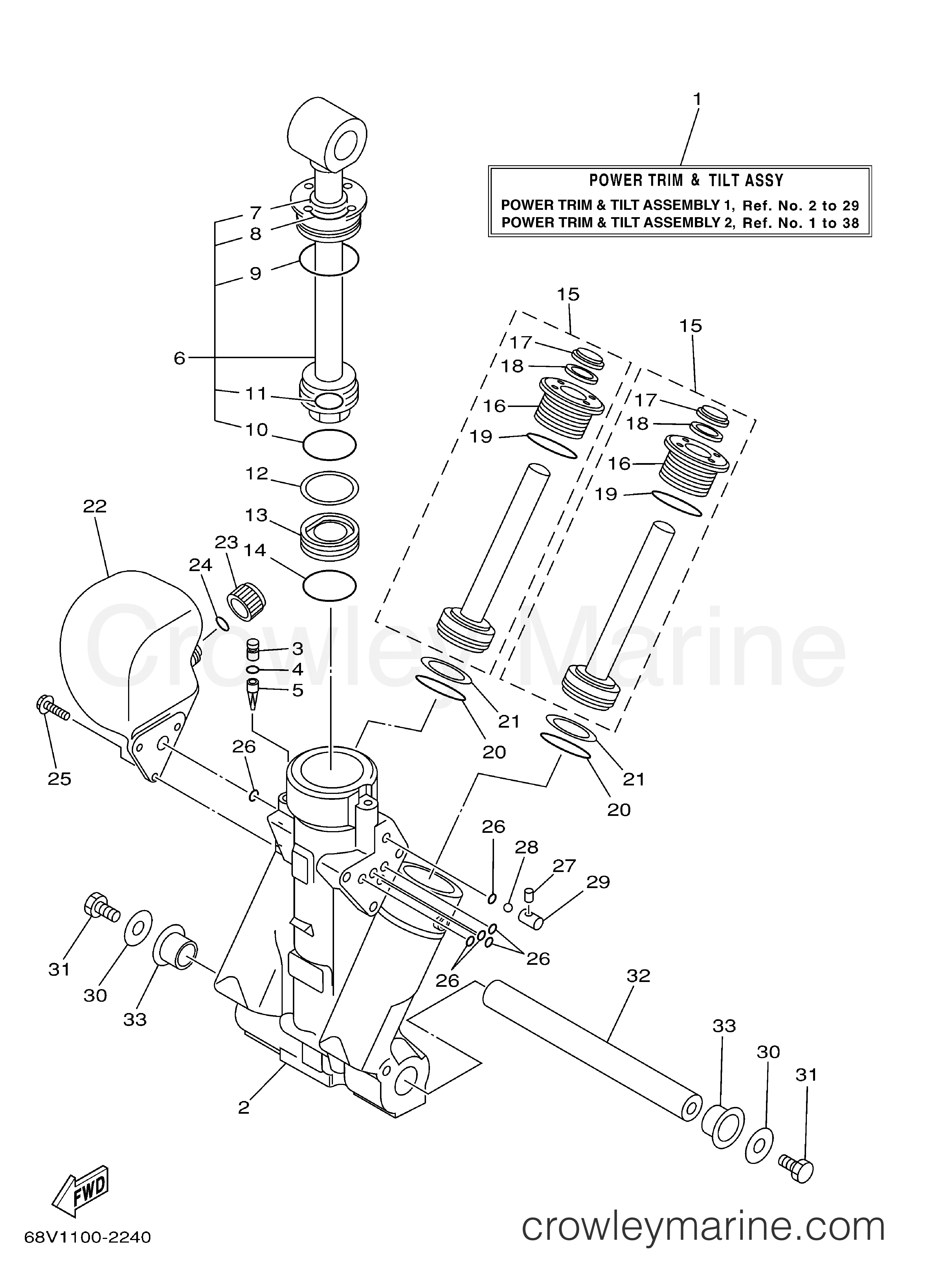 POWER TRIM & TILT ASSEMBLY 1 - 2005 Outboard 115hp F115TLRD | Crowley ...