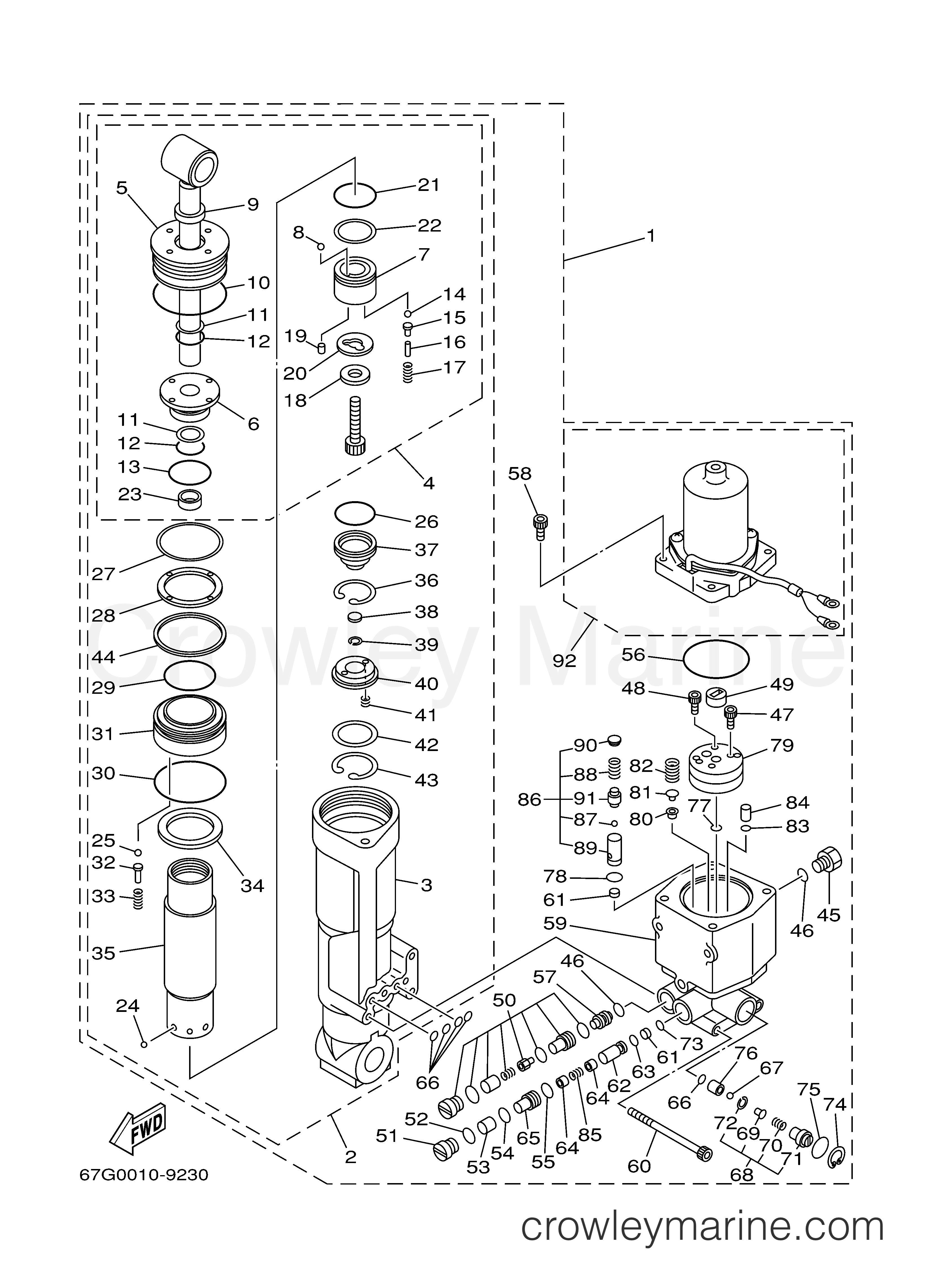 POWER TRIM TILT ASSEMBLY 1 - 2000 Outboard 100hp F100TLRY | Crowley Marine