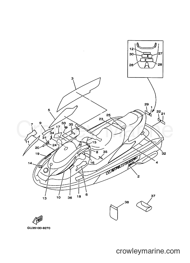 GRAPHIC 1 & TOOL - 1999 WaveRunner XL1200X XL1200X (GU35) [010 ...