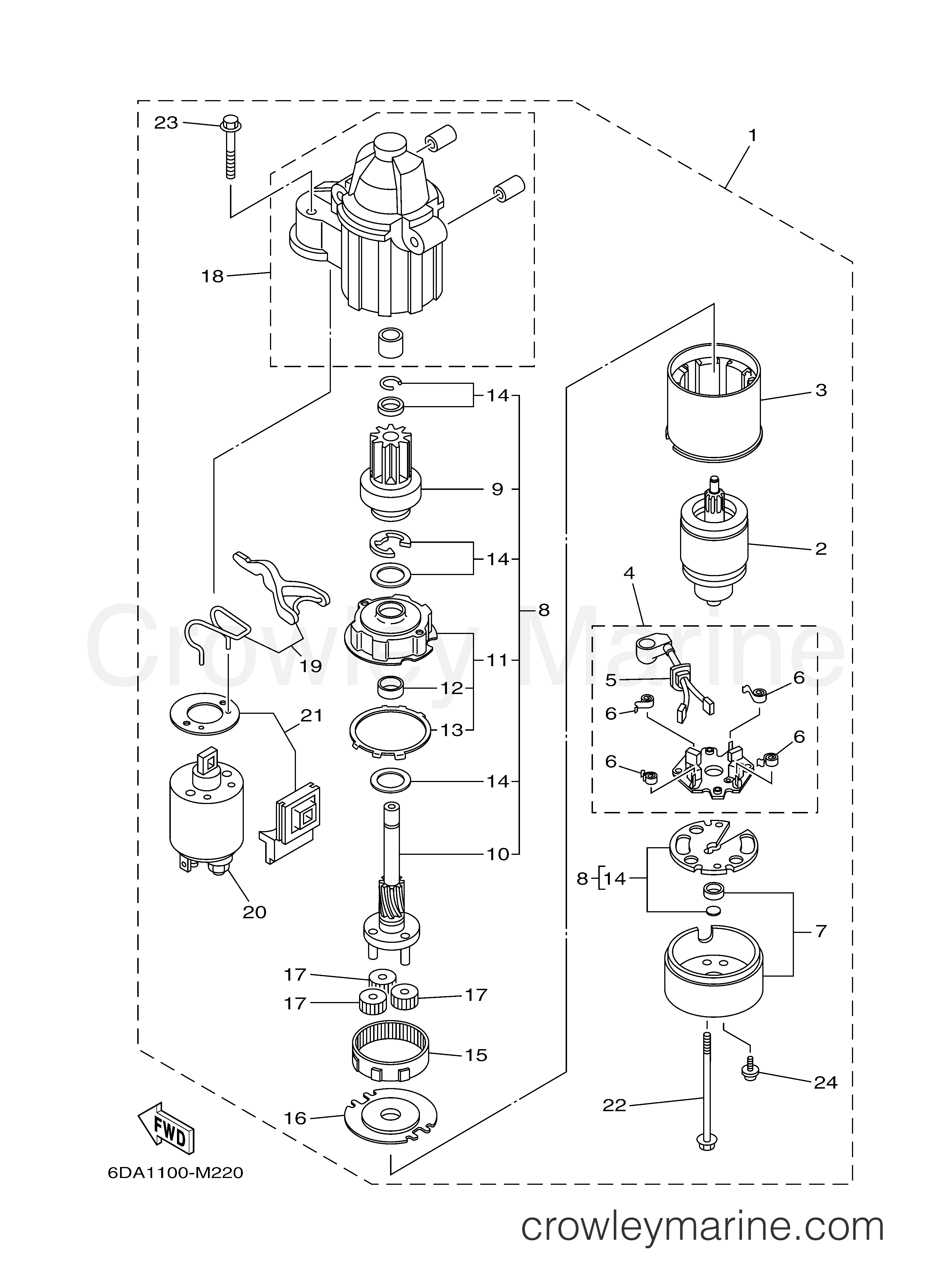 STARTING MOTOR - 2014 Outboard 200hp F200XB | Crowley Marine