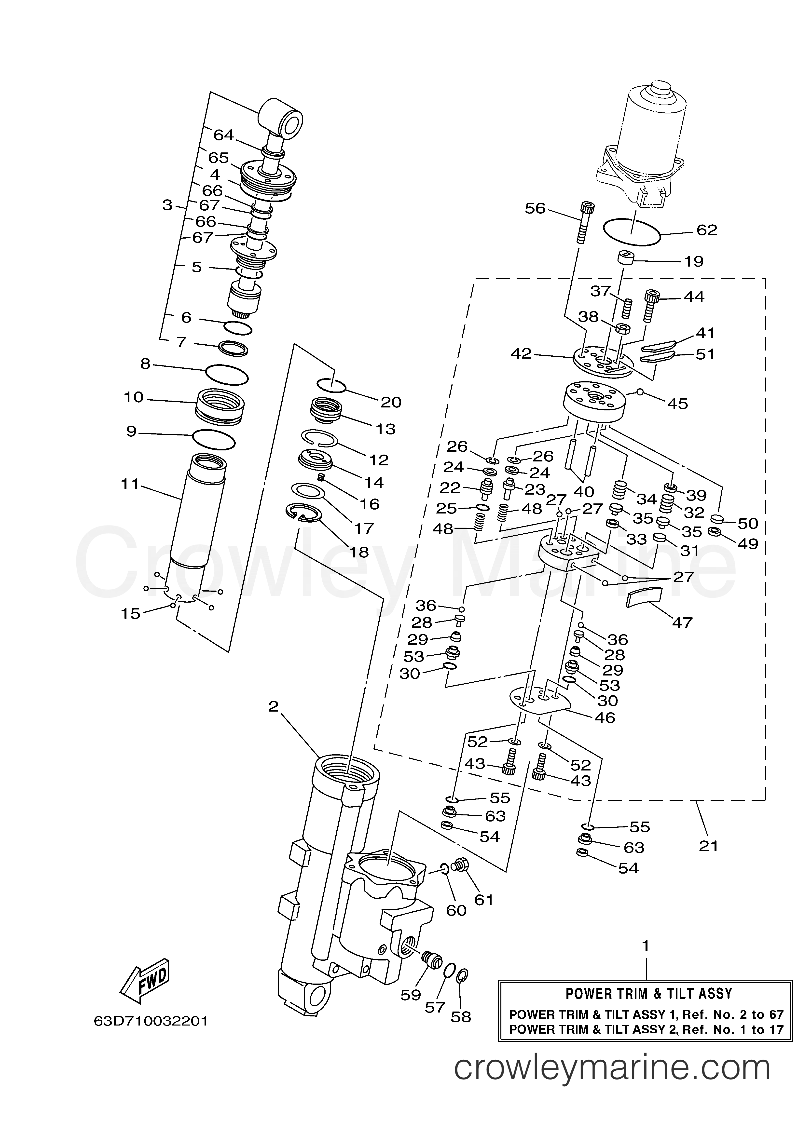 POWER TRIM TILT ASSY 1 - 2005 Outboard 50hp 50TLR | Crowley Marine
