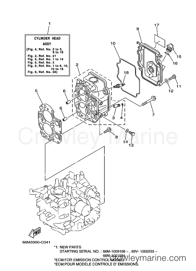 CYLINDER & CRANKCASE 2 - 2004 International 13.5hp F13.5AMHS (69V4 ...