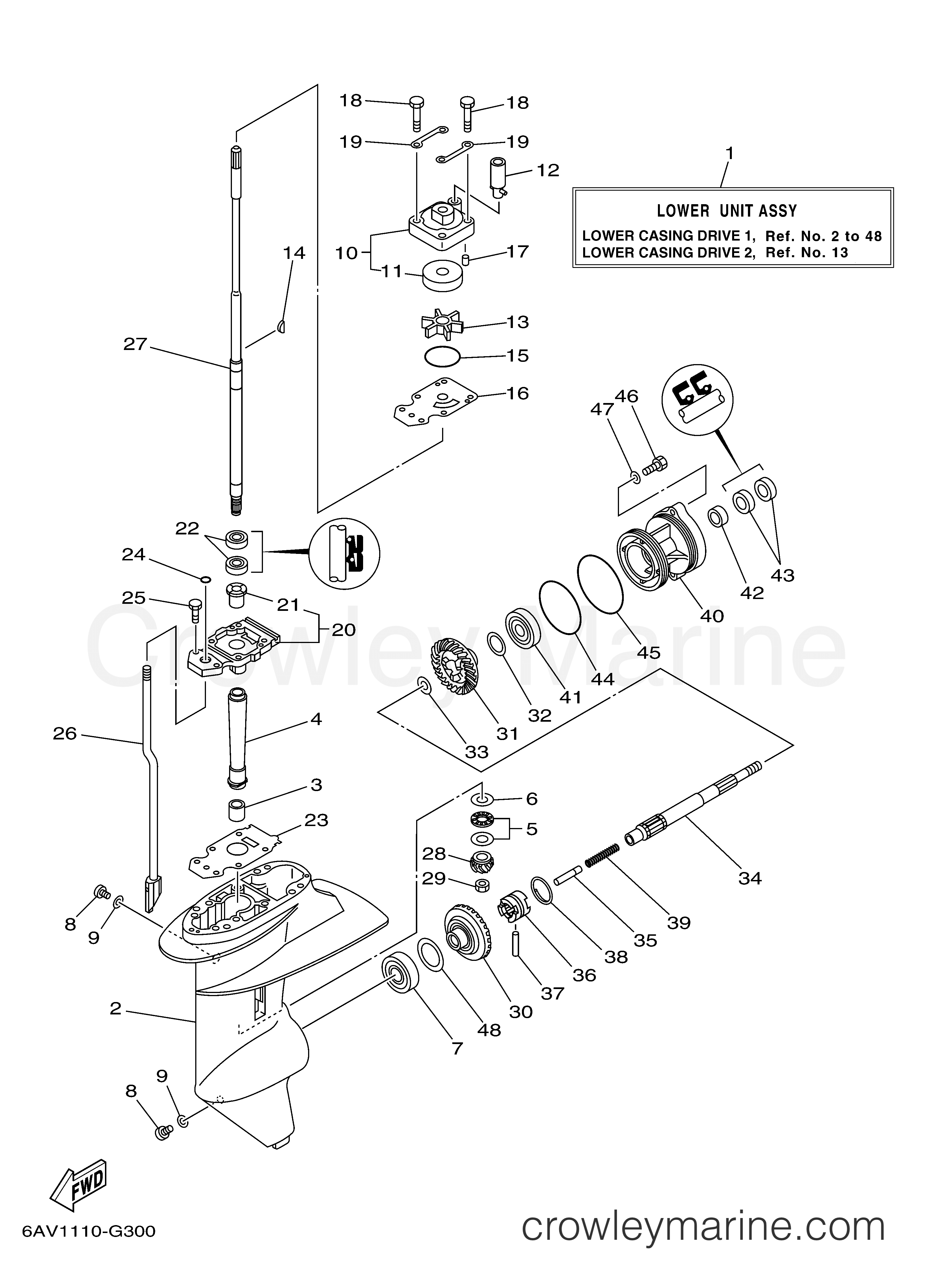 LOWER CASING DRIVE 1 - 2007 Outboard 9.9hp T9.9GPLH | Crowley Marine