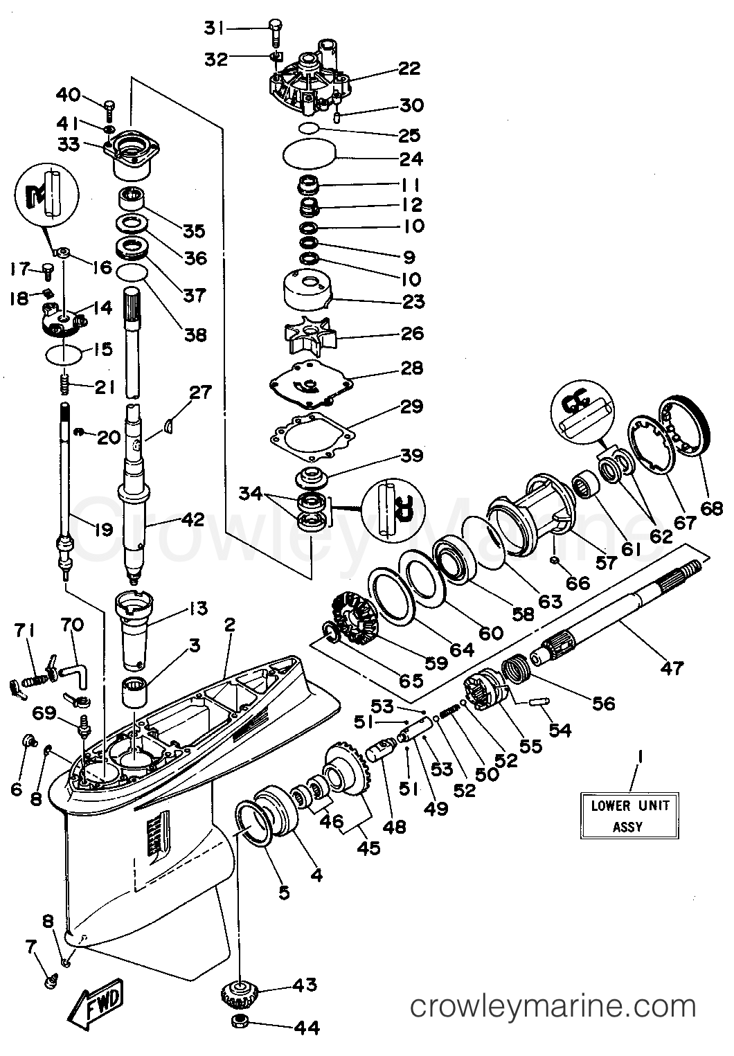 LOWER CASING DRIVE 1 - 1995 Outboard 200hp 200TXRT | Crowley Marine
