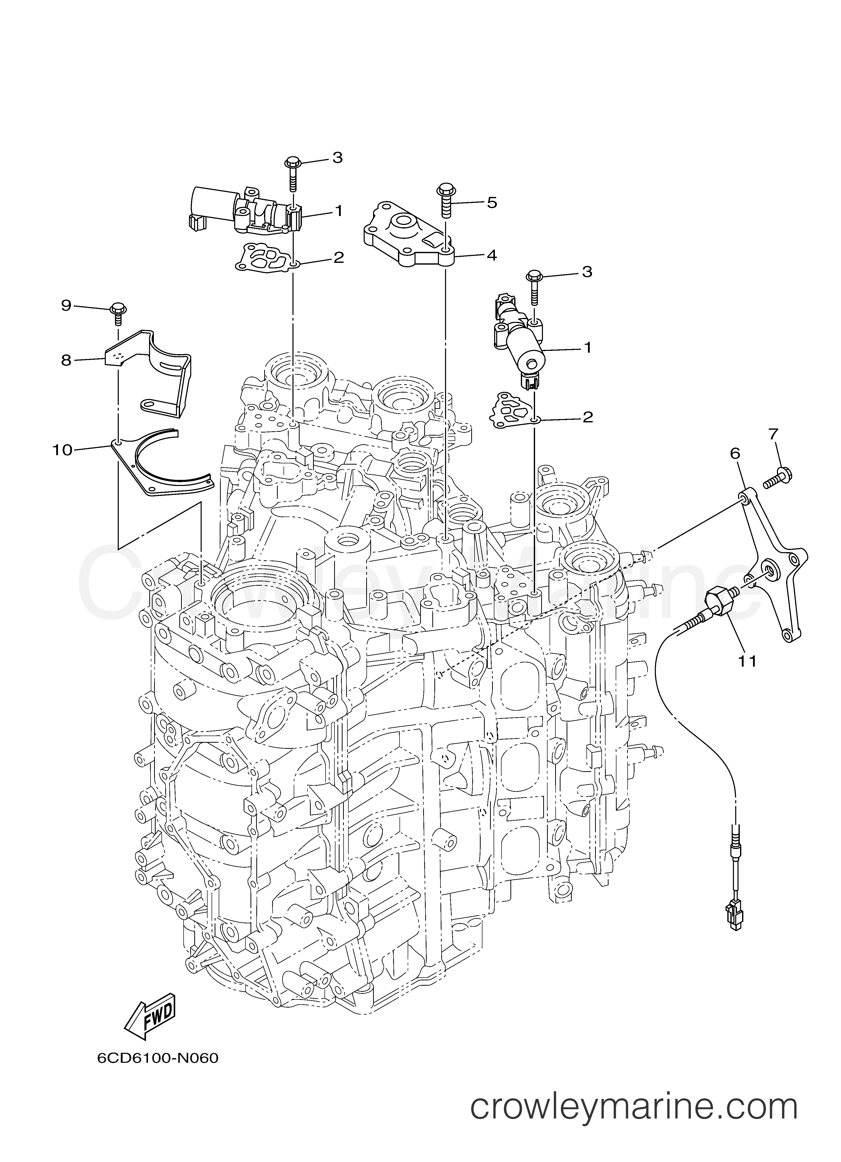 CYLINDER CRANKCASE 3 - 2014 Outboard 300hp F300XCA | Crowley Marine