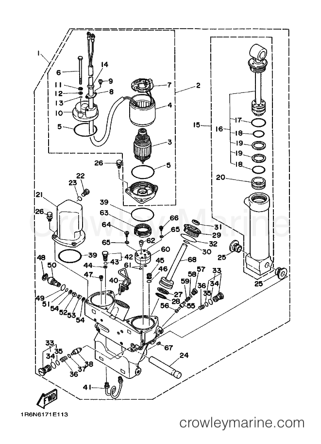 POWER TRIM & TILT ASSY - 1993 International 115hp 115CETO (6N60) [010 ...