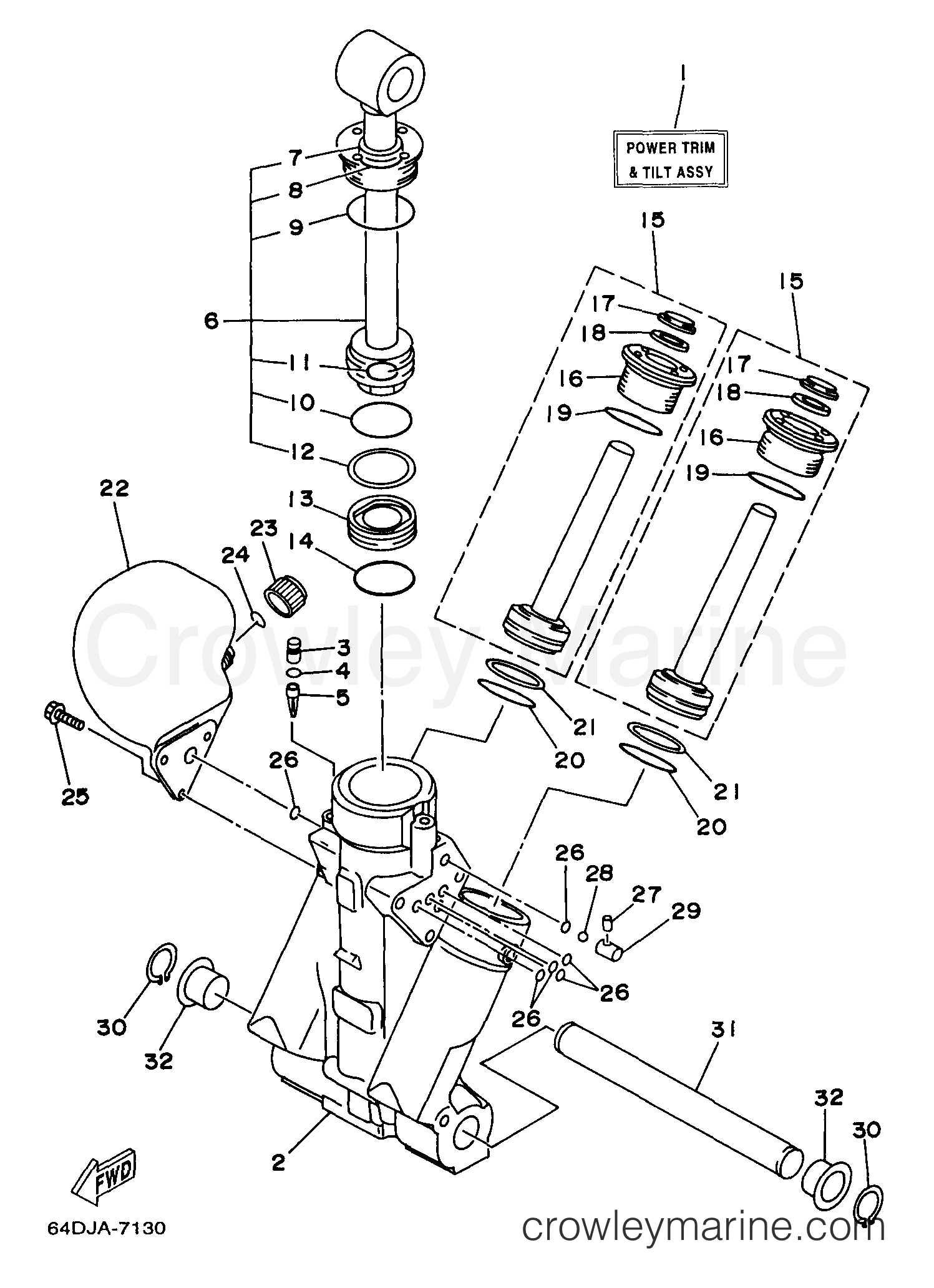 POWER TRIM TILT ASSEMBLY 1 - 1998 Outboard 200hp P200TLRW | Crowley Marine