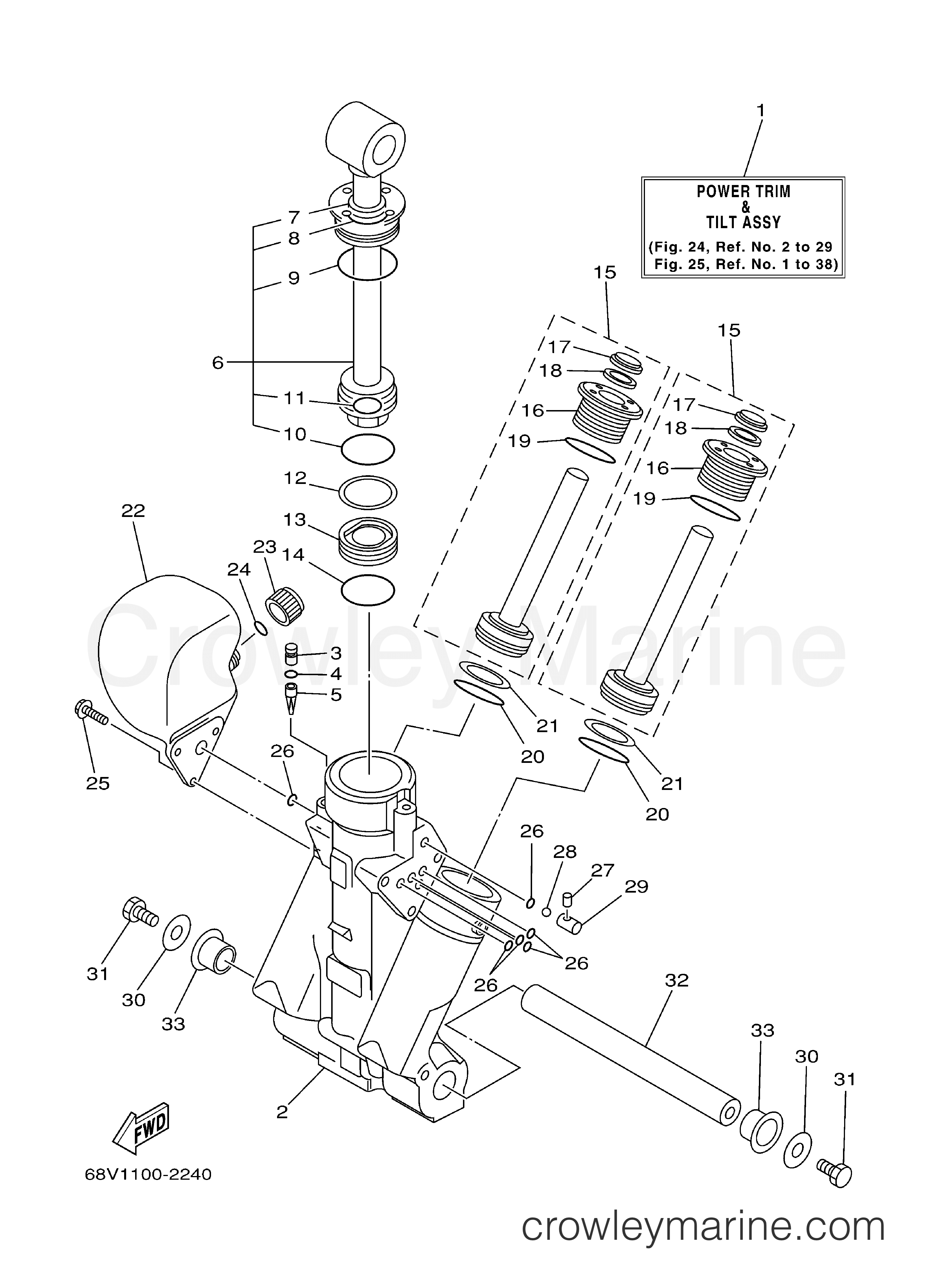 POWER TRIM TILT ASSY 1 - 2003 Outboard 115hp F115TXRB | Crowley Marine