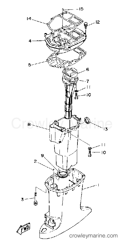 UPPER CASING - 1992 Outboard 50hp 50EJRQ | Crowley Marine