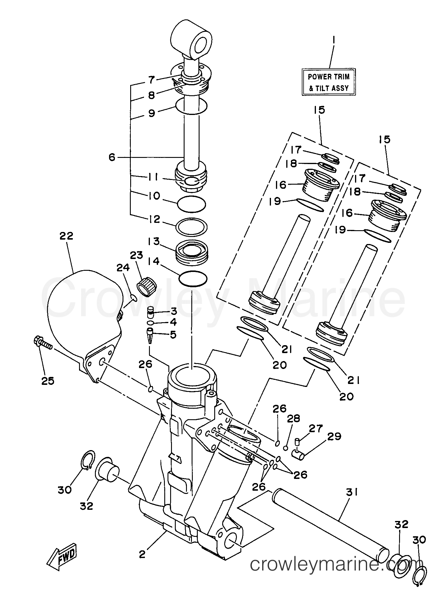 POWER TRIM TILT ASSEMBLY 1 - 1997 Outboard 115hp 115TLRV | Crowley Marine