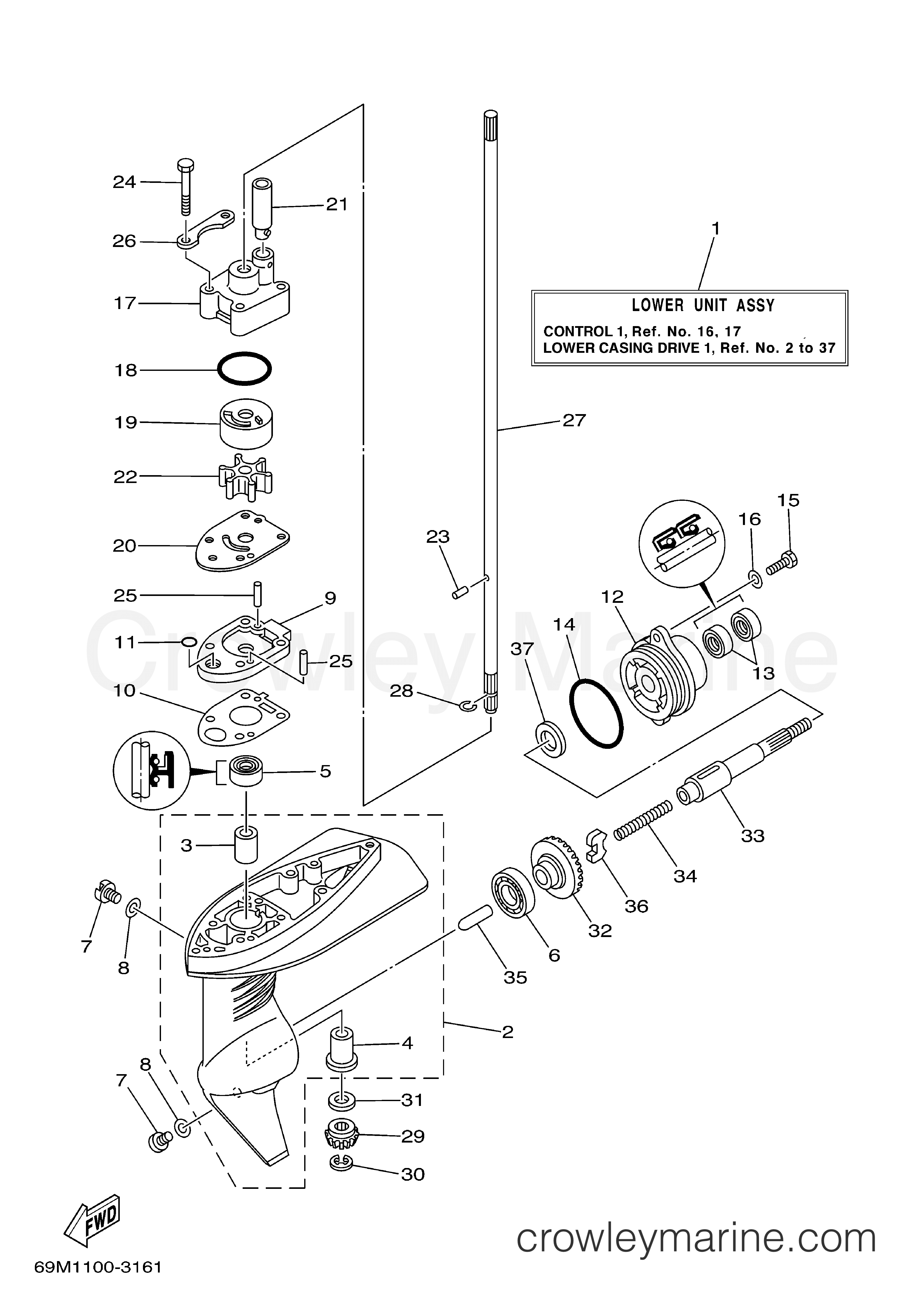 LOWER CASING DRIVE 1 - 2004 Outboard 2hp F2.5MSHC | Crowley Marine