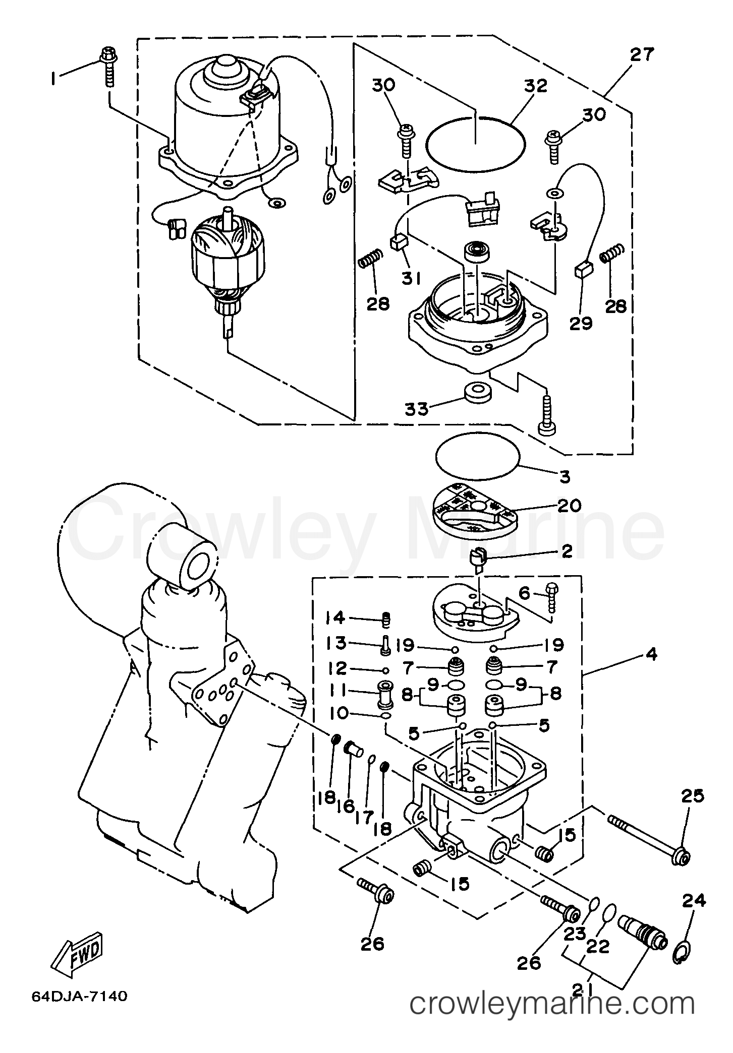 POWER TRIM TILT ASSEMBLY 2 - 1999 Outboard 150hp D150TLRX | Crowley Marine