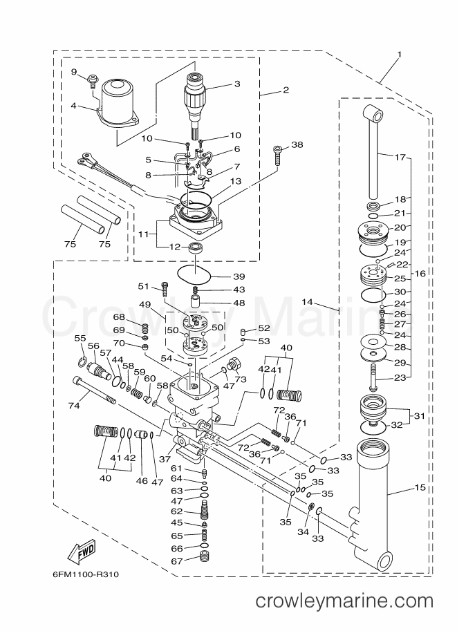 POWER TRIM & TILT ASSY - 2017 International 25hp F25SWHC-2017 (6FM1 ...