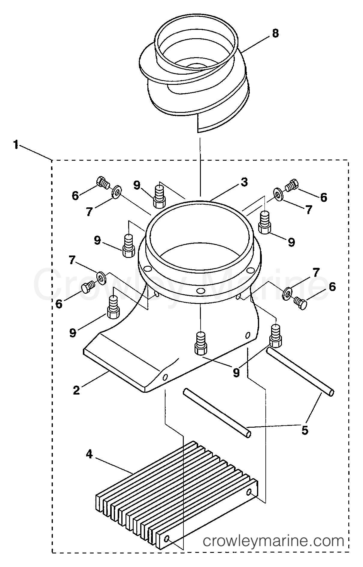 INTAKE ASSEMBLY - 1999 Outboard 50hp 50EJRX-PUMP | Crowley Marine