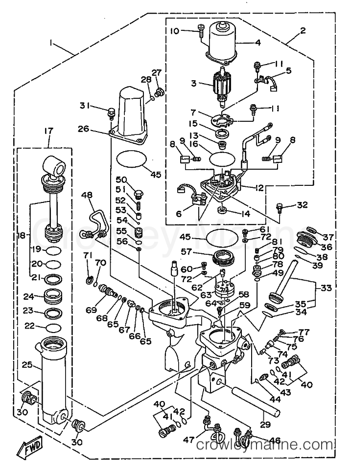 POWER TRIM & TILT ASSY - 1999 International 60hp 60FETO (6H2) [140 ...