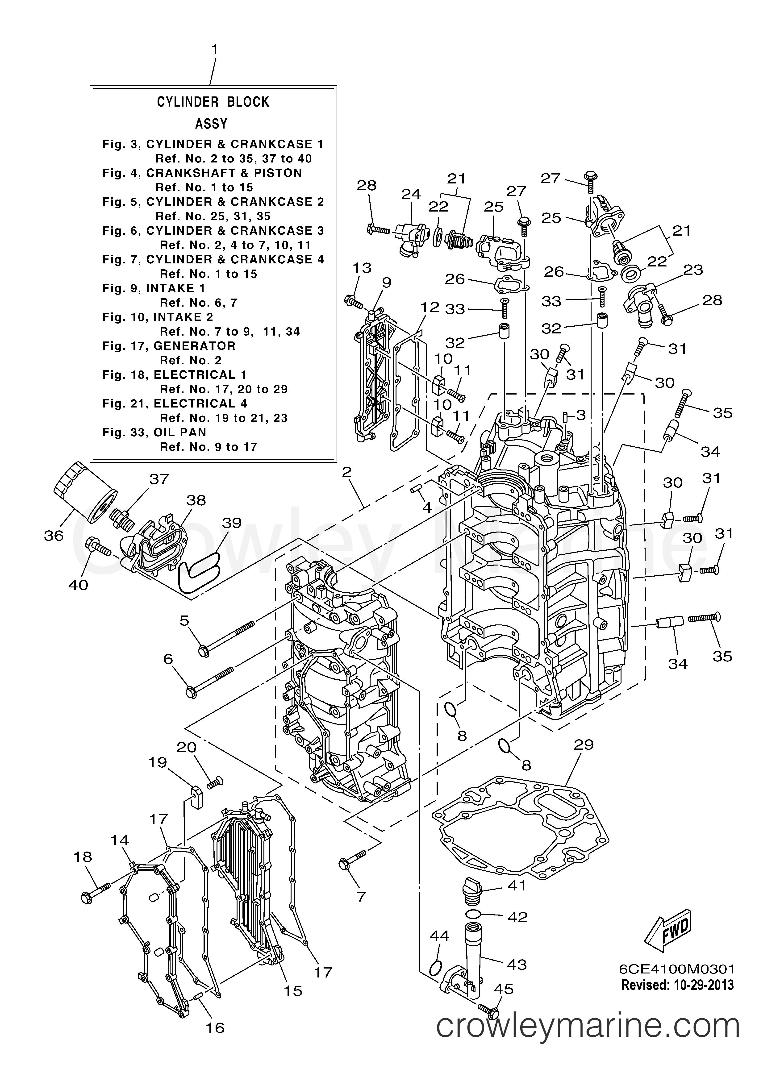 CYLINDER CRANKCASE 1 - 2013 Outboard 300hp F300XCA | Crowley Marine