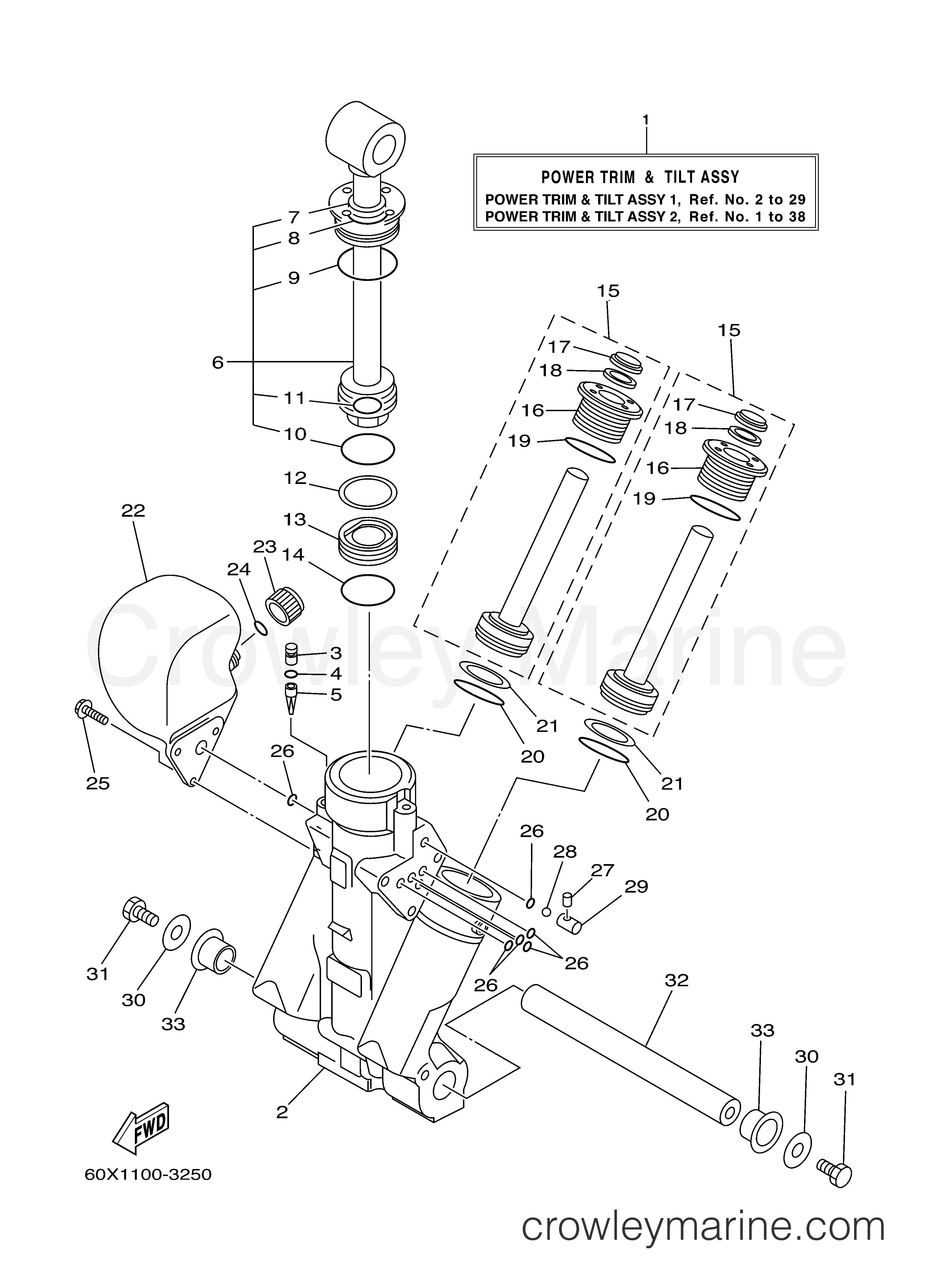 POWER TRIM & TILT ASSY 1 - 2006 Outboard 250hp VZ250TLR | Crowley Marine