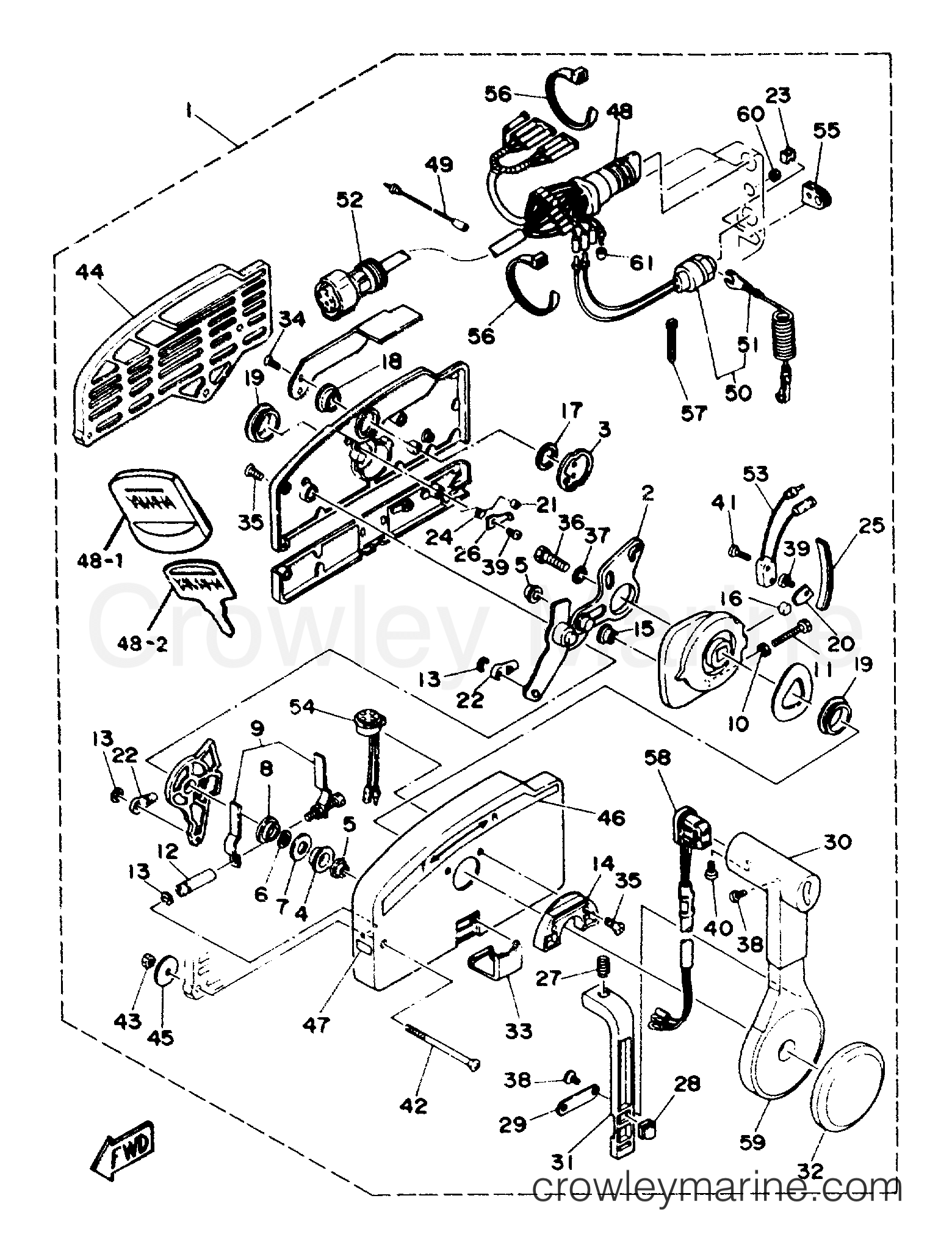 REMOTE CONTROL COMPONENT PARTS - 1993 Outboard 250hp L250TURR | Crowley ...
