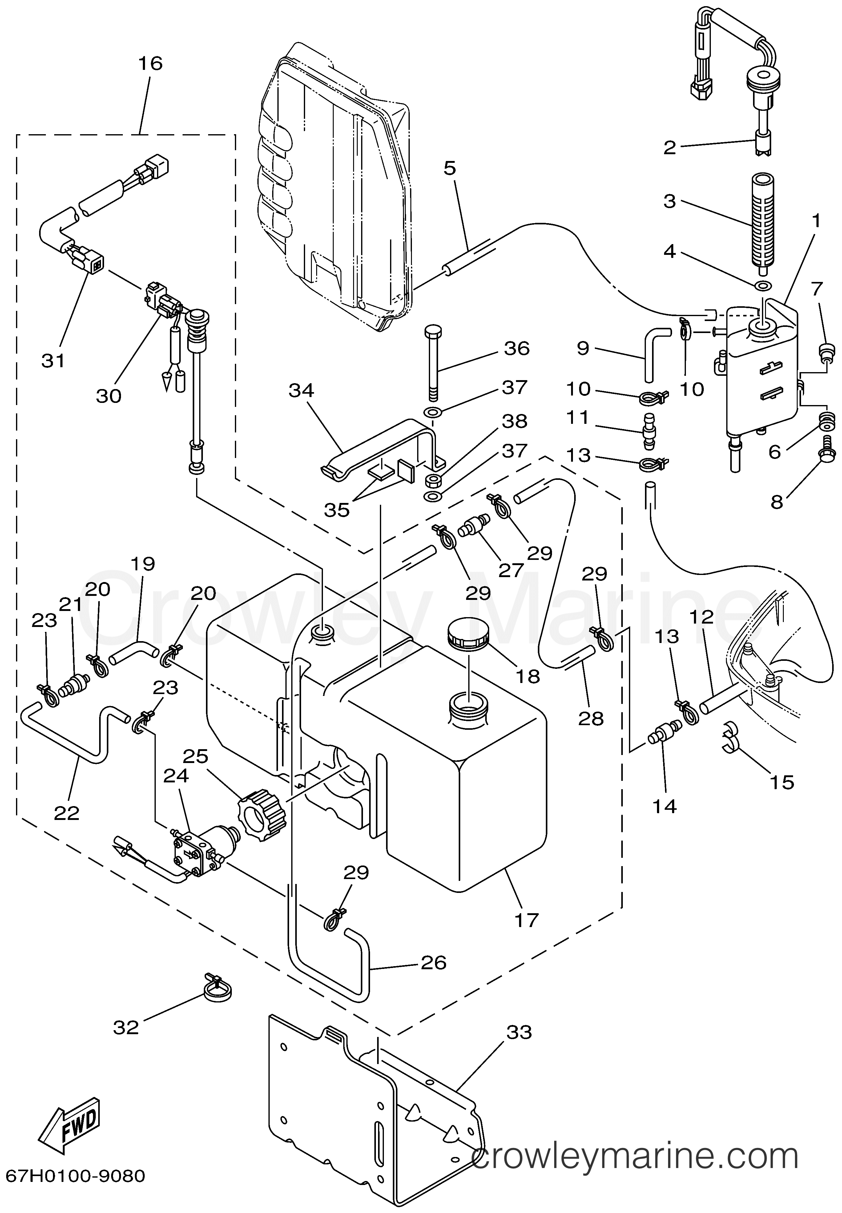 OIL TANK - 2001 Outboard 250hp SX250TXRZ | Crowley Marine