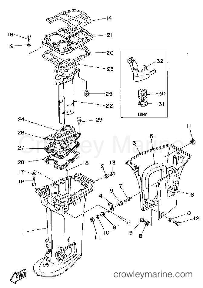 UPPER CASING - 1995 Outboard 40hp C40PLRT | Crowley Marine