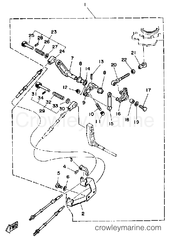 REMOTE CONTROL ATTACHMENT - 1989 Outboard 9.9hp 9.9LF | Crowley Marine