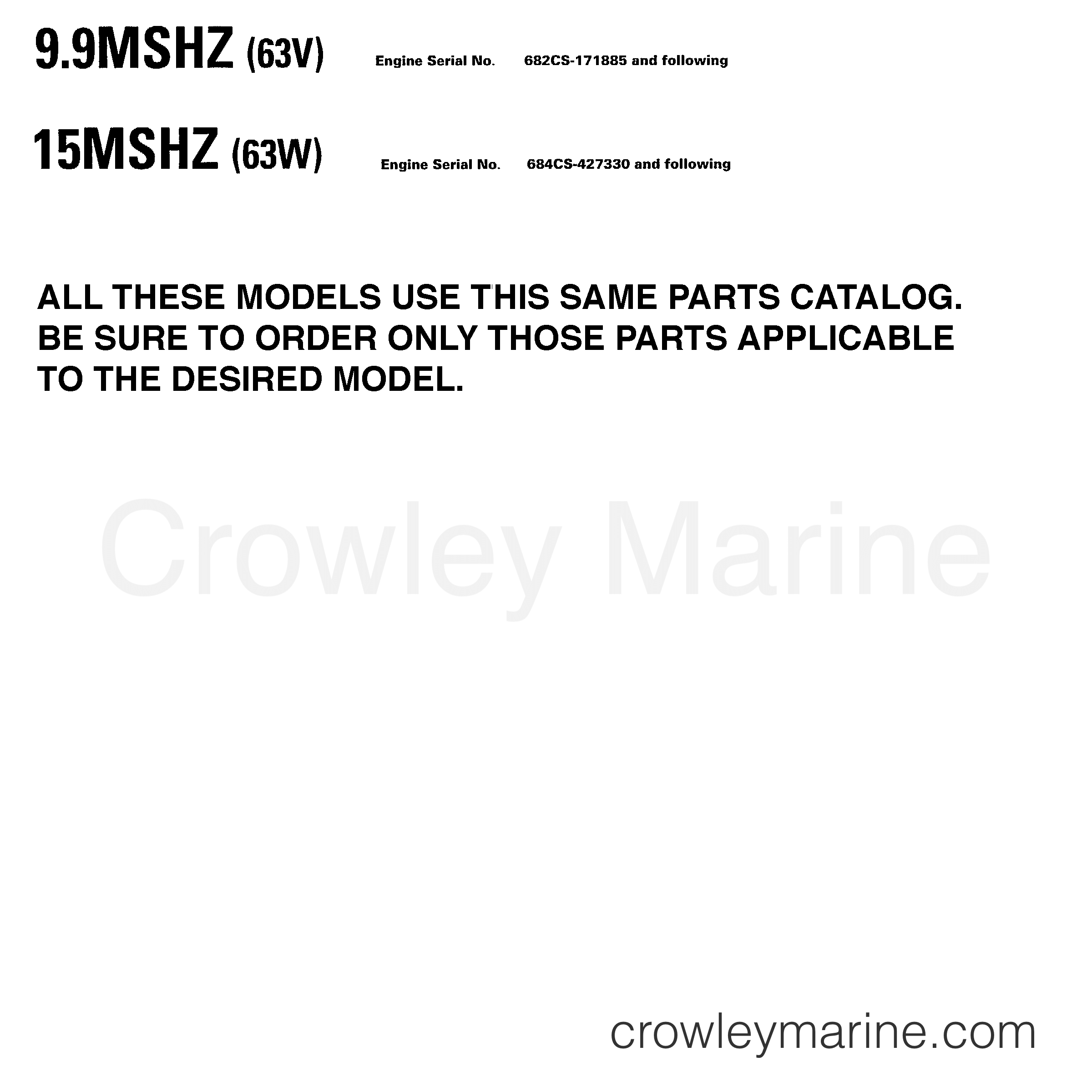 MODELS IN THIS CATALOG - 2001 Outboard 15hp 15MSHKZ | Crowley Marine