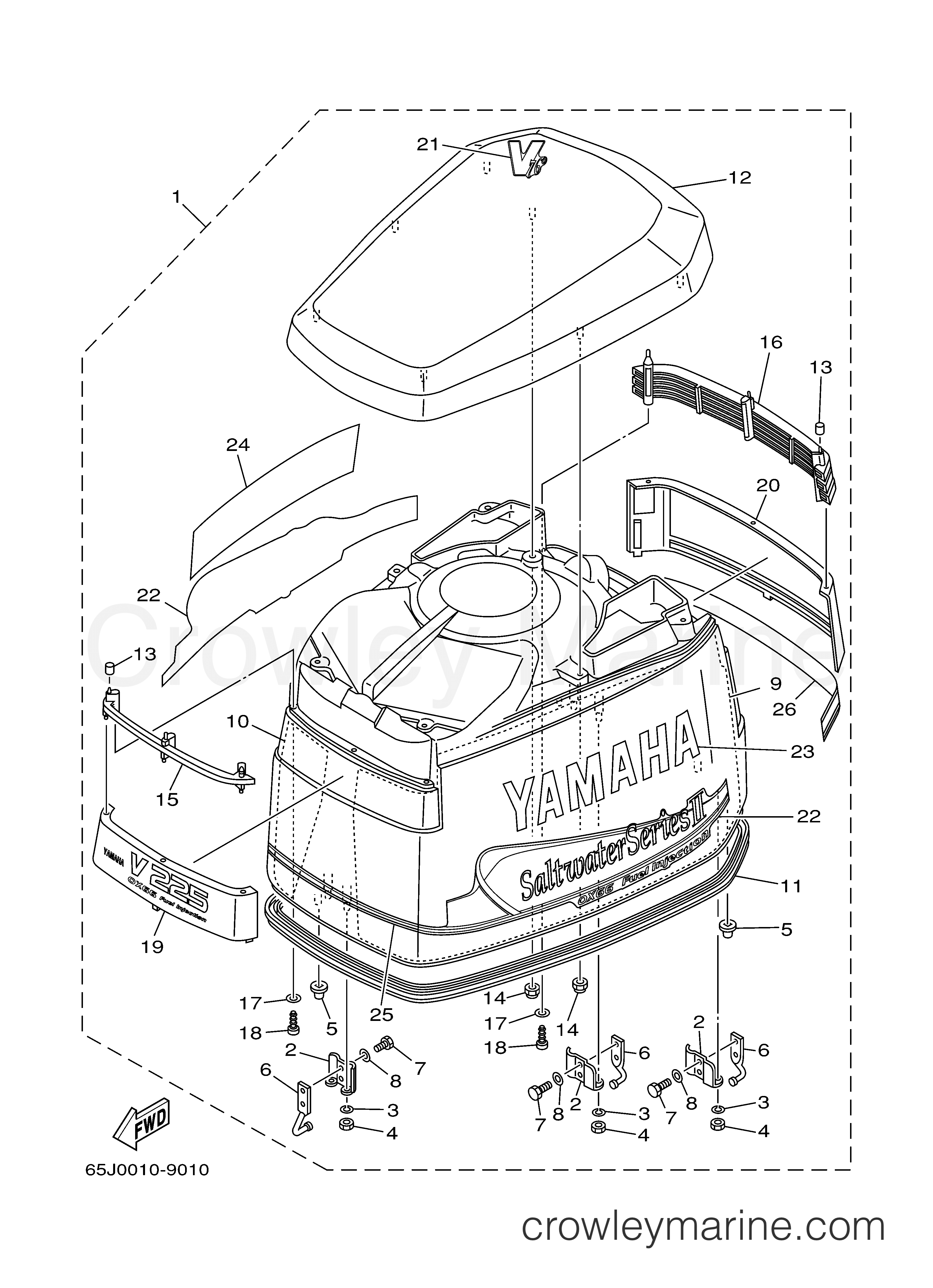 TOP COWLING - 2000 Outboard 225hp SX225TXRY | Crowley Marine