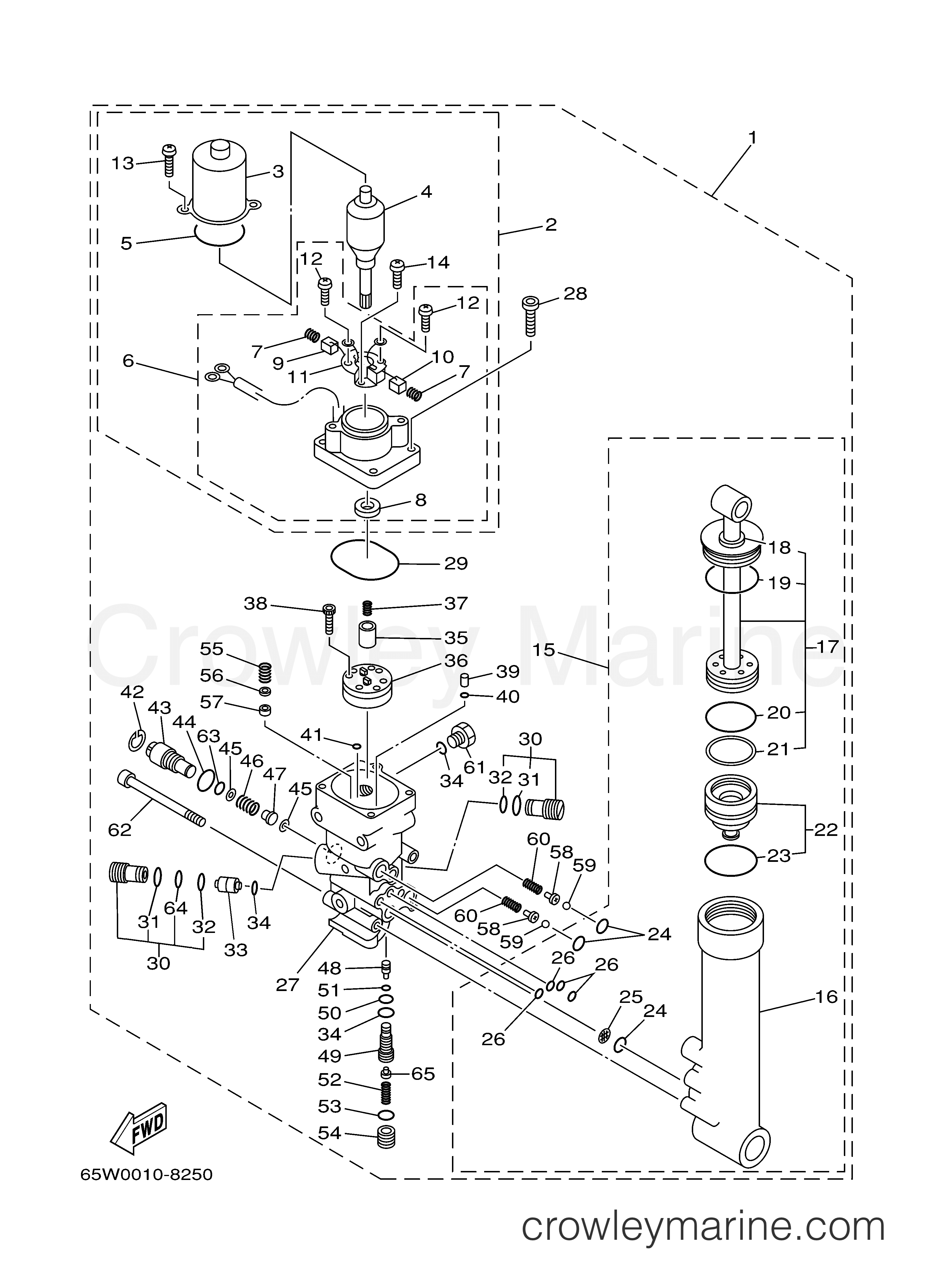 POWER TRIM TILT ASSEMBLY - 2000 Outboard 25hp F25TLRY | Crowley Marine