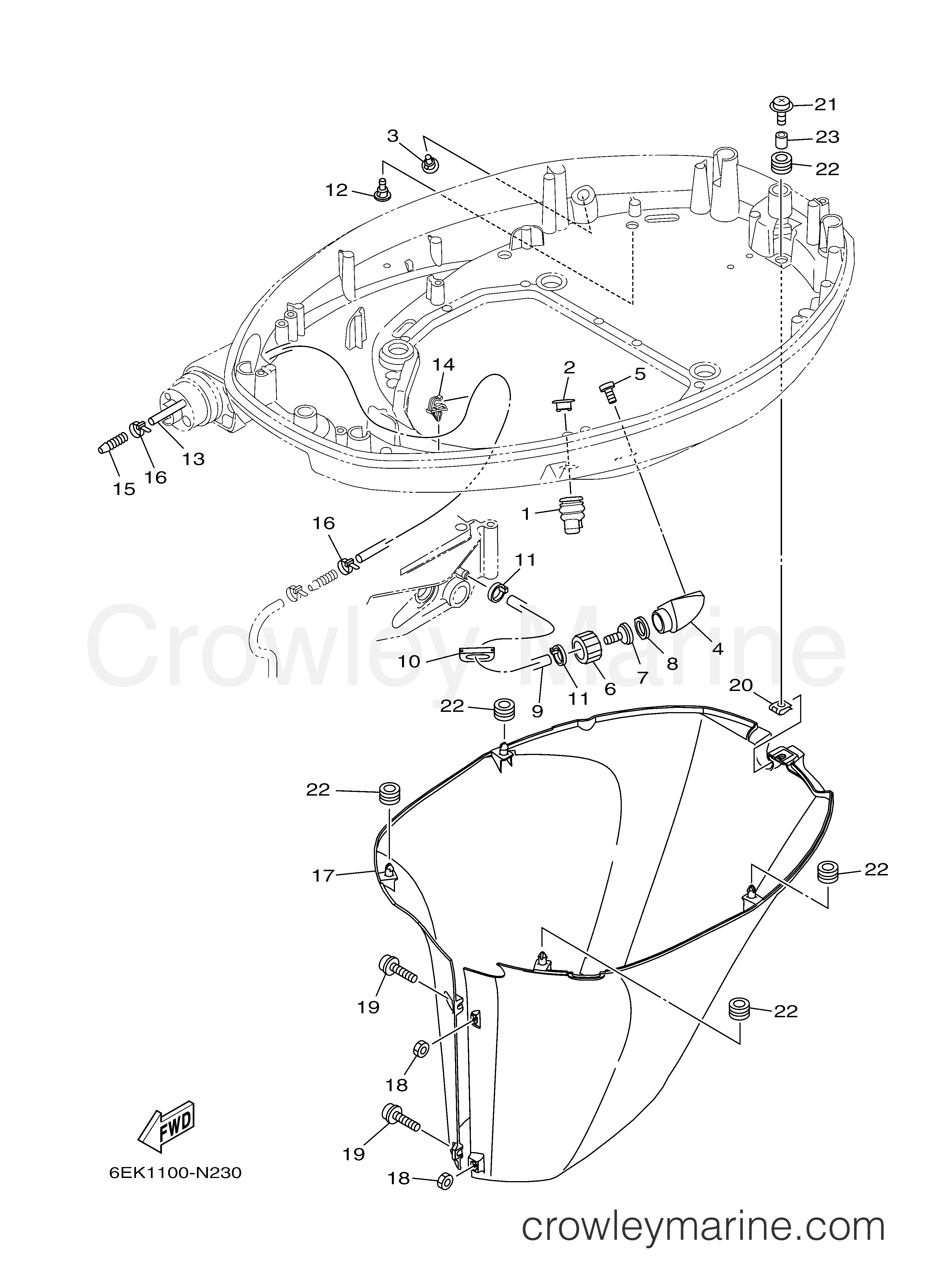 BOTTOM COWLING 2 - 2014 Outboard 115hp F115XB | Crowley Marine