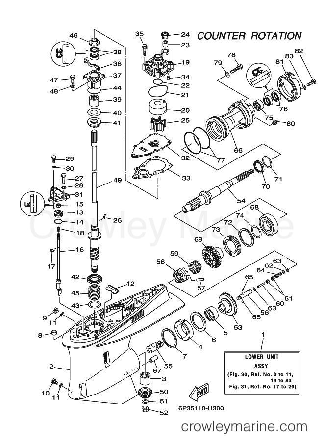 LOWER CASING & DRIVE 1 - 2009 International 250hp FL250AETX (6P35) [020 ...